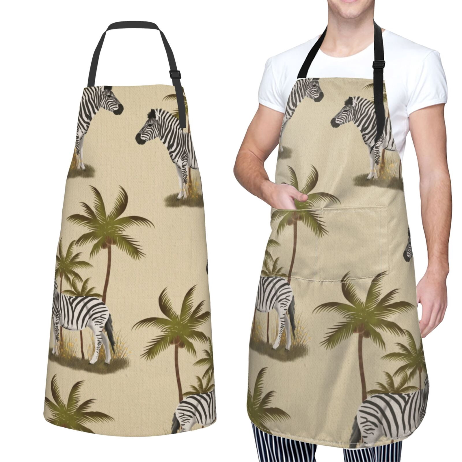 XMXT 1 Pcs Waterproof Kitchen Cooking Apron, African Zebra Print ...
