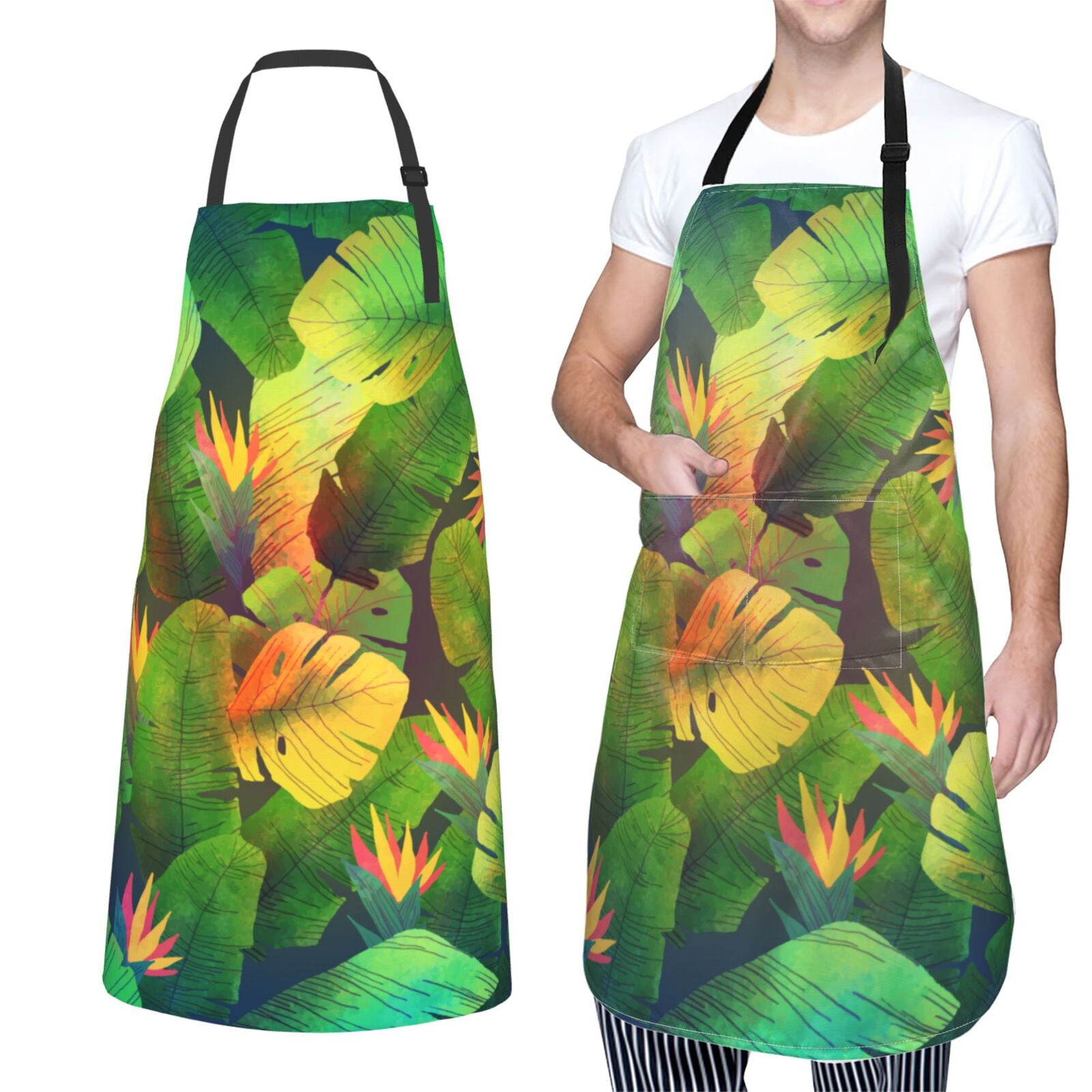 XMXT 1 Pcs Waterproof Kitchen Cooking Apron, Beautiful Tropical Plant ...