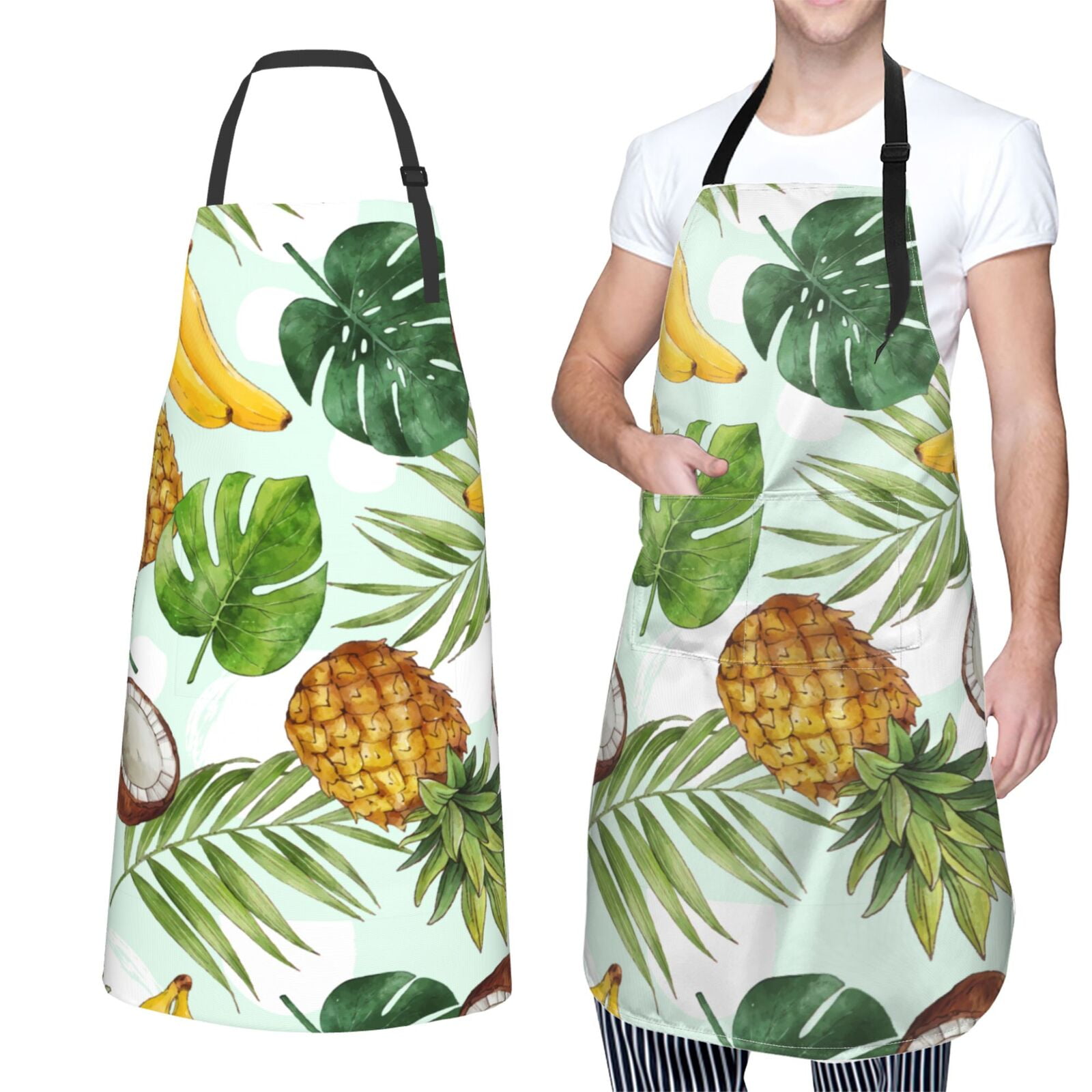 XMXT 1 Pcs Waterproof Kitchen Cooking Apron, Cartoon Banana Coconut ...