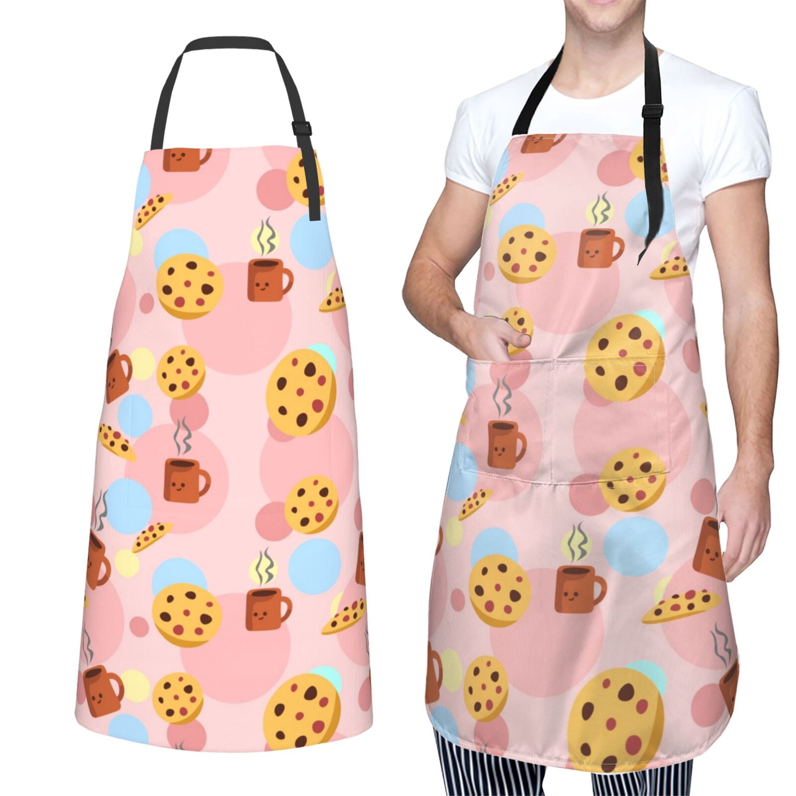 XMXT 1 Pcs Waterproof Kitchen Cooking Apron, Cartoon Coffee Cookies ...