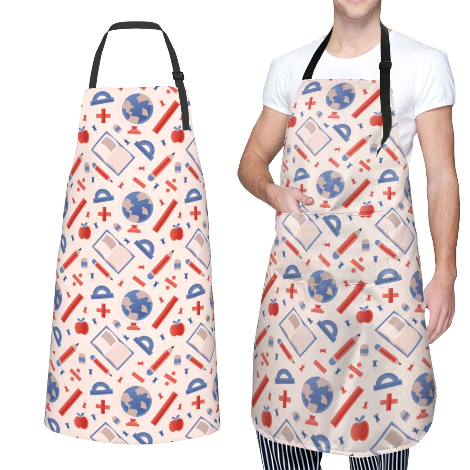 XMXT 1 Pcs Waterproof Kitchen Cooking Apron, Cartoon Globe Stationery ...