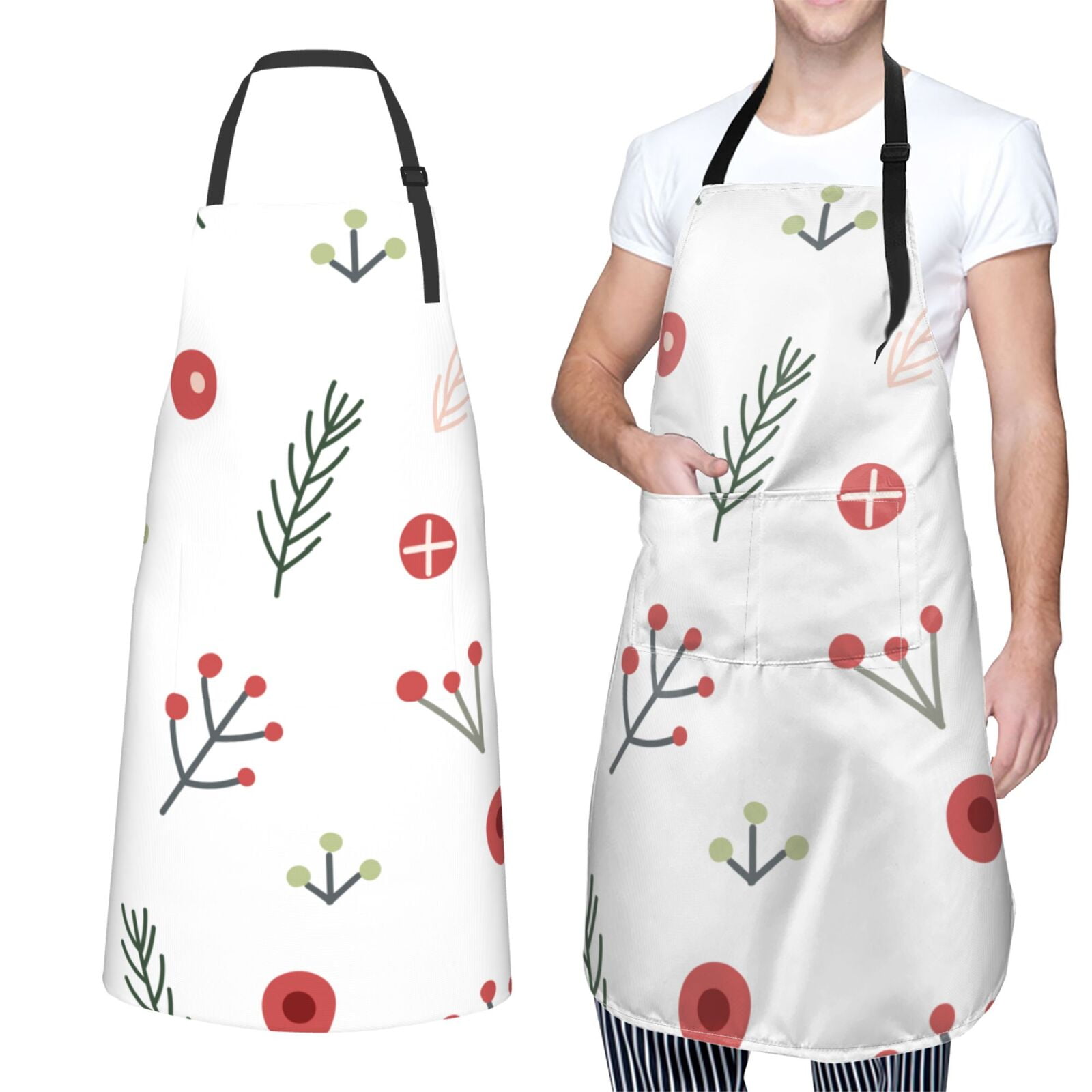 XMXT 1 Pcs Waterproof Kitchen Cooking Apron, Cartoon Hollyhock Graffiti ...