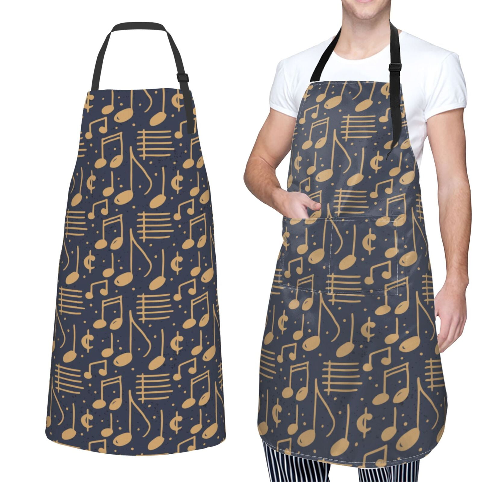 XMXT 1 Pcs Waterproof Kitchen Cooking Apron, Cartoon Music Note Print ...