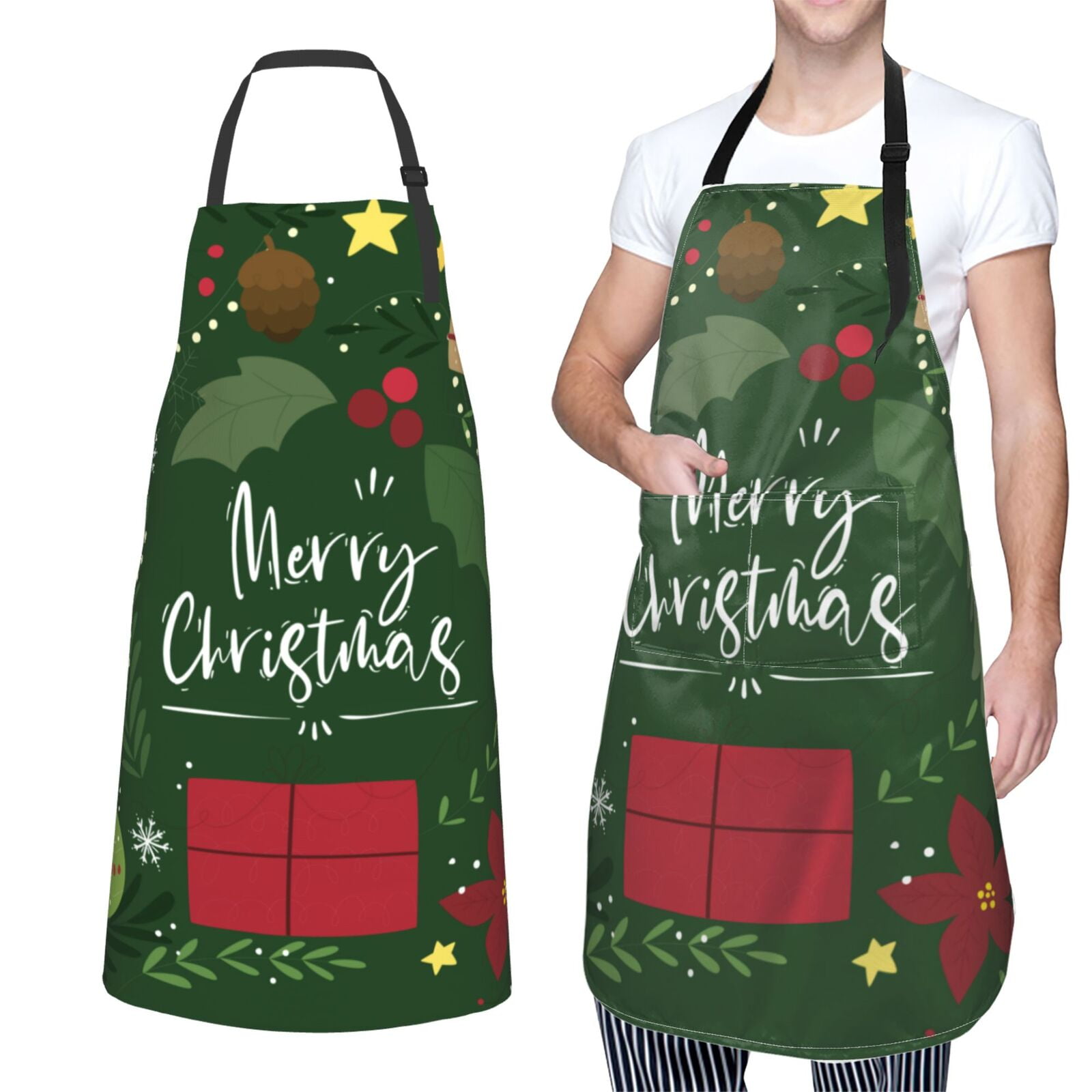 XMXT 1 Pcs Waterproof Kitchen Cooking Apron, Christmas Decorations ...