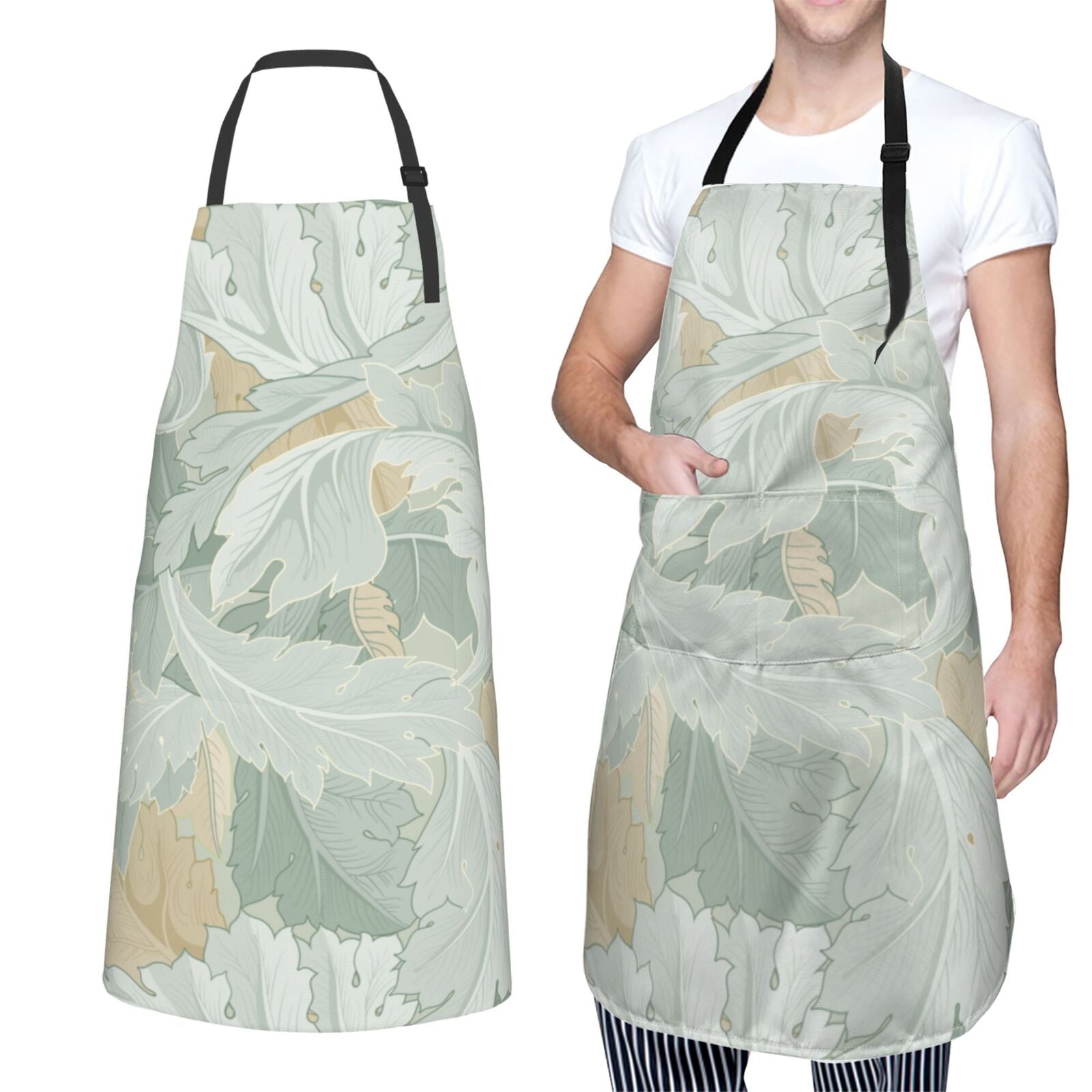 XMXT 1 Pcs Waterproof Kitchen Cooking Apron, Classical Leaves Hand ...