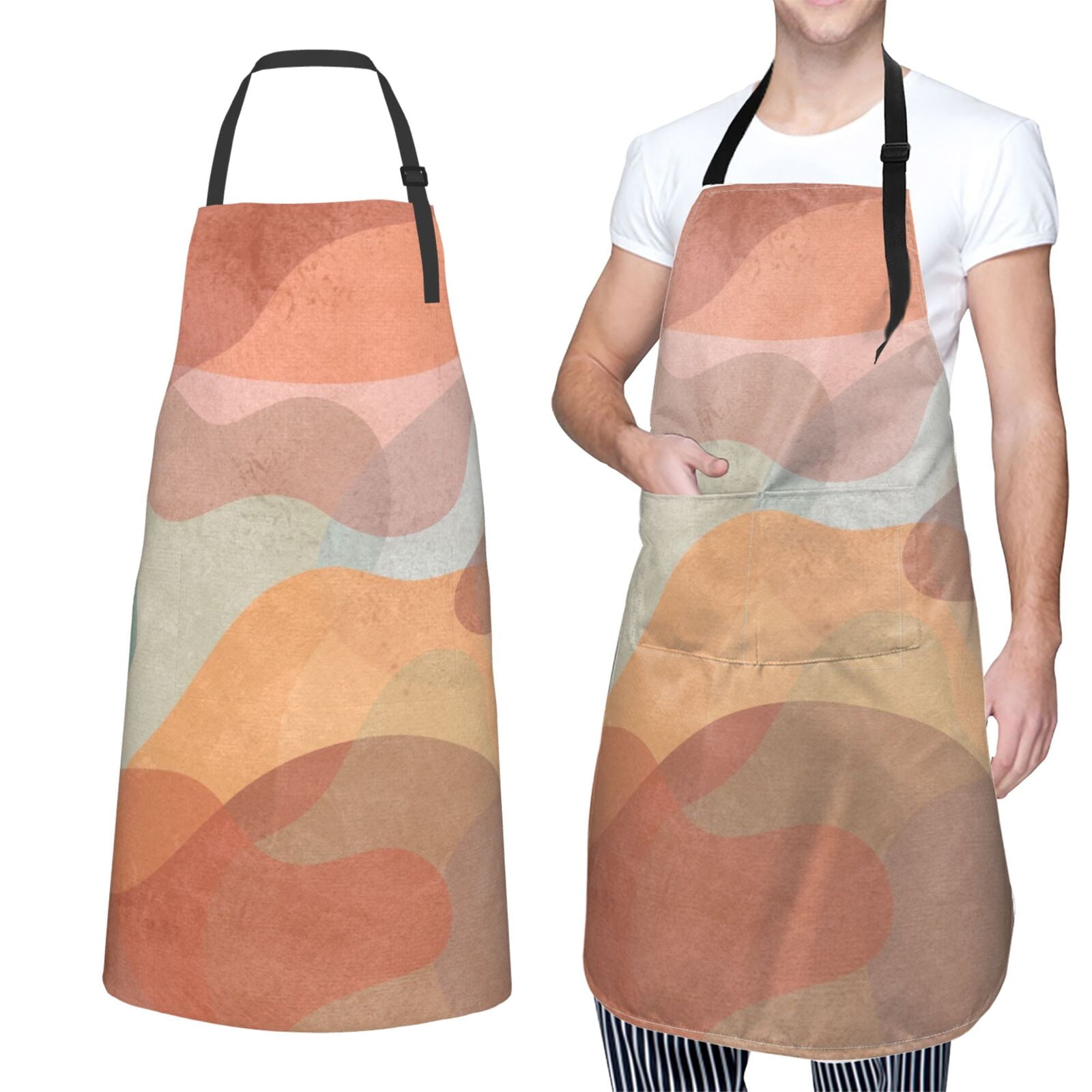 XMXT 1 Pcs Waterproof Kitchen Cooking Apron, Colorful Art Block ...