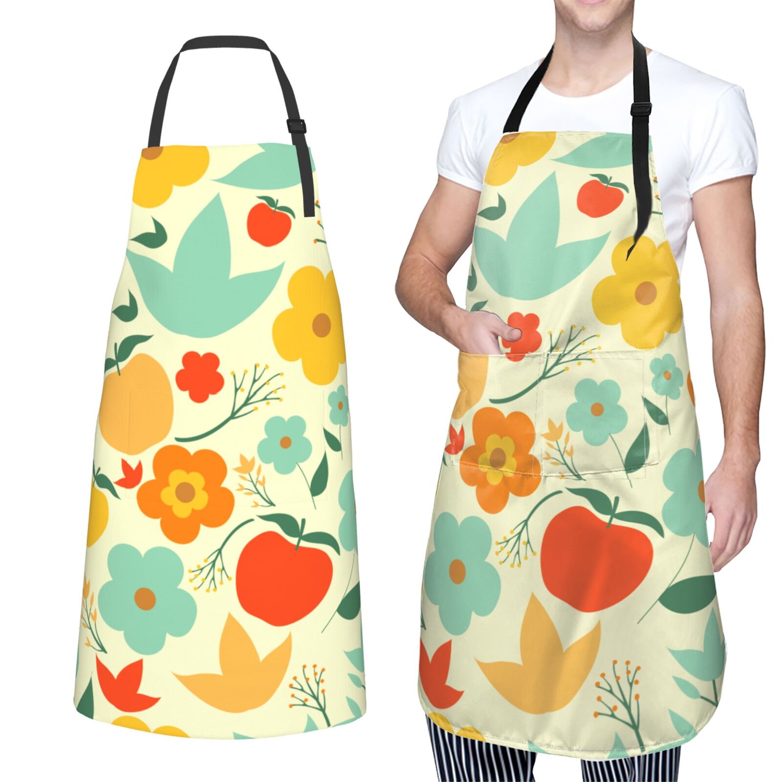 XMXT 1 Pcs Waterproof Kitchen Cooking Apron, Colorful Cartoon Fruits ...