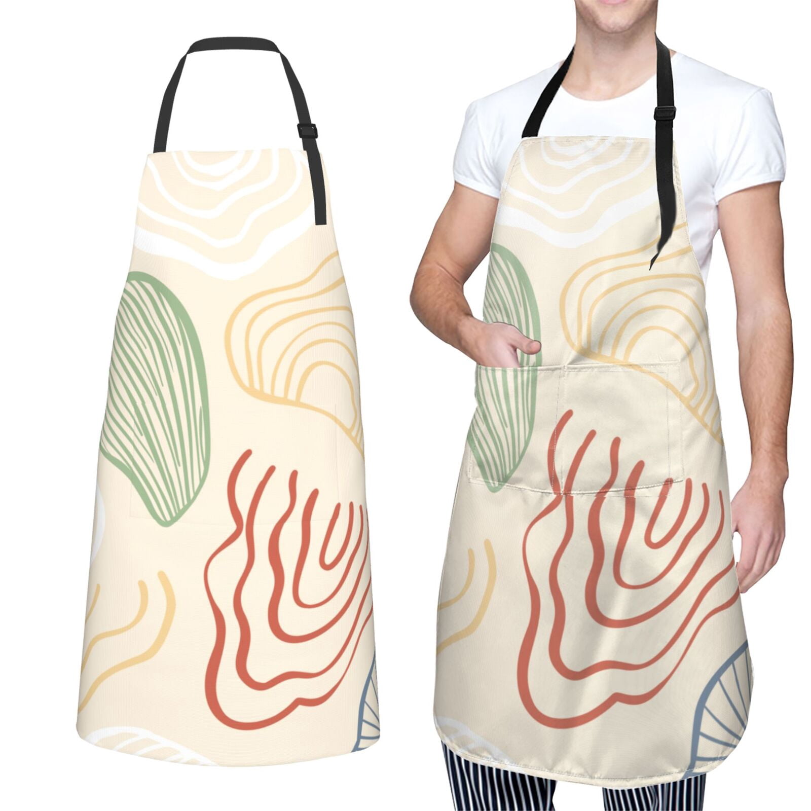 XMXT 1 Pcs Waterproof Kitchen Cooking Apron, Colorful Shell Texture ...