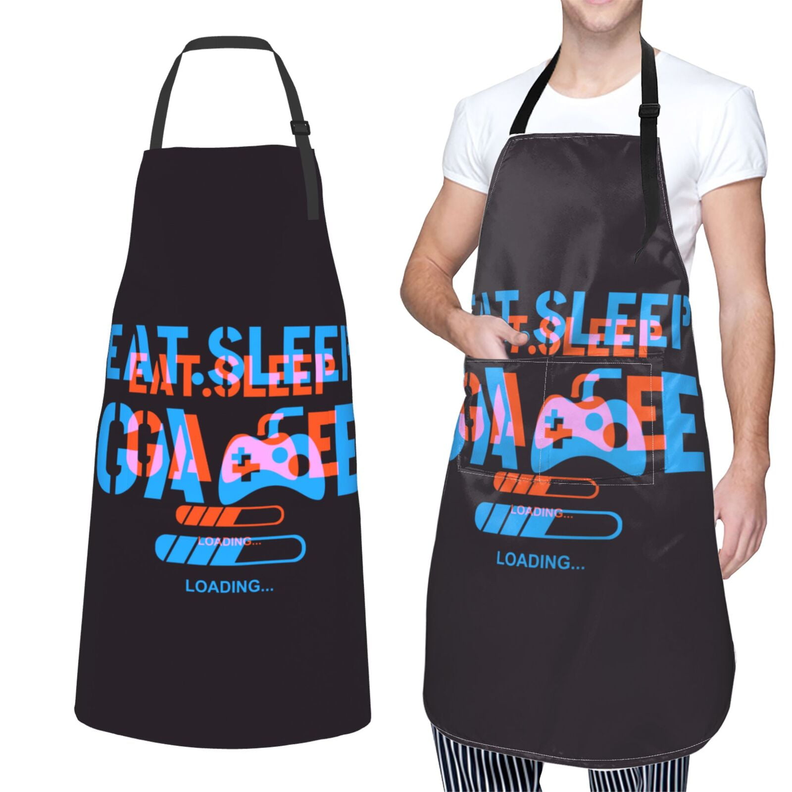 XMXT 1 Pcs Waterproof Kitchen Cooking Apron, Eat Sleep Games Two Color ...