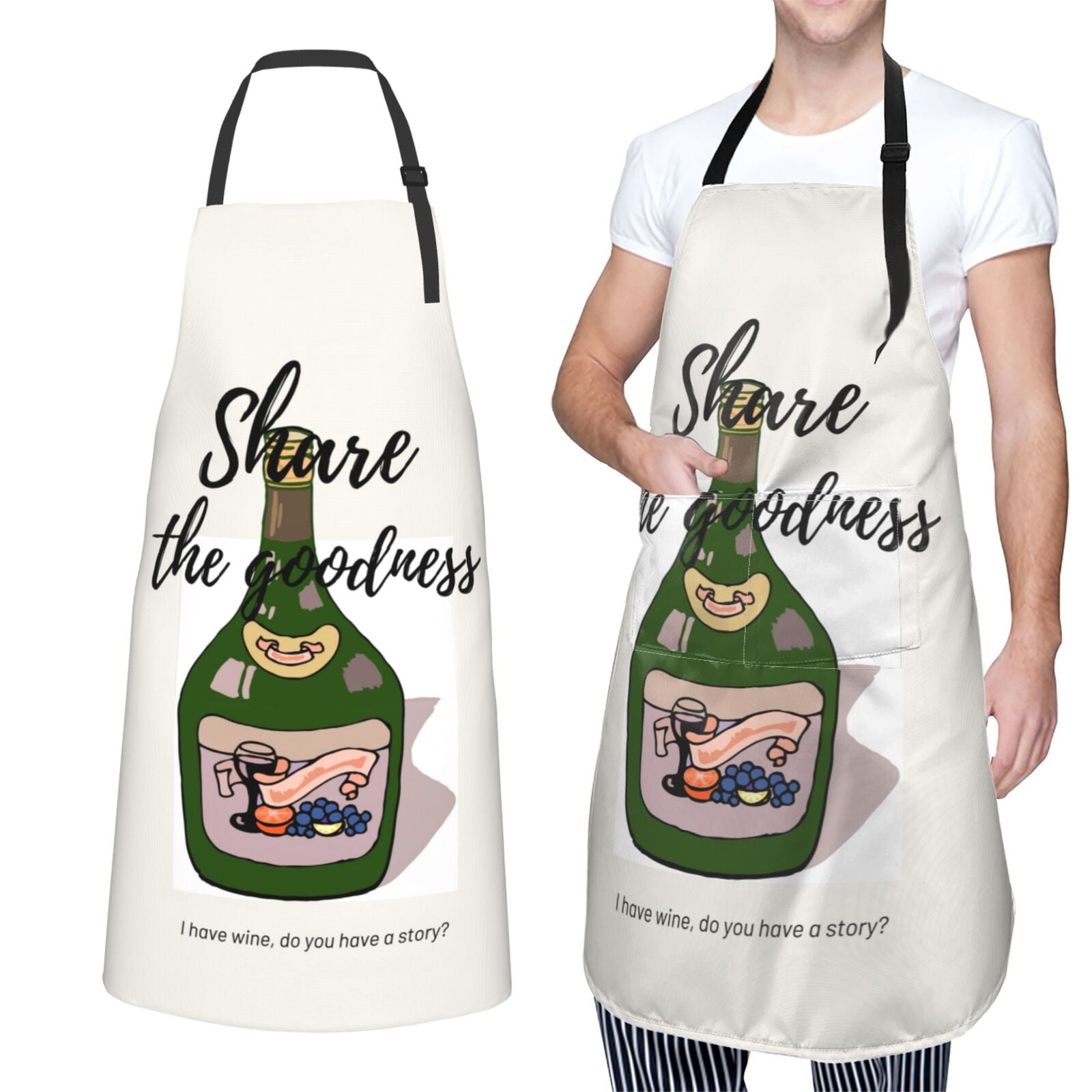 XMXT 1 Pcs Waterproof Kitchen Cooking Apron, Flat Style Wine Bottle ...