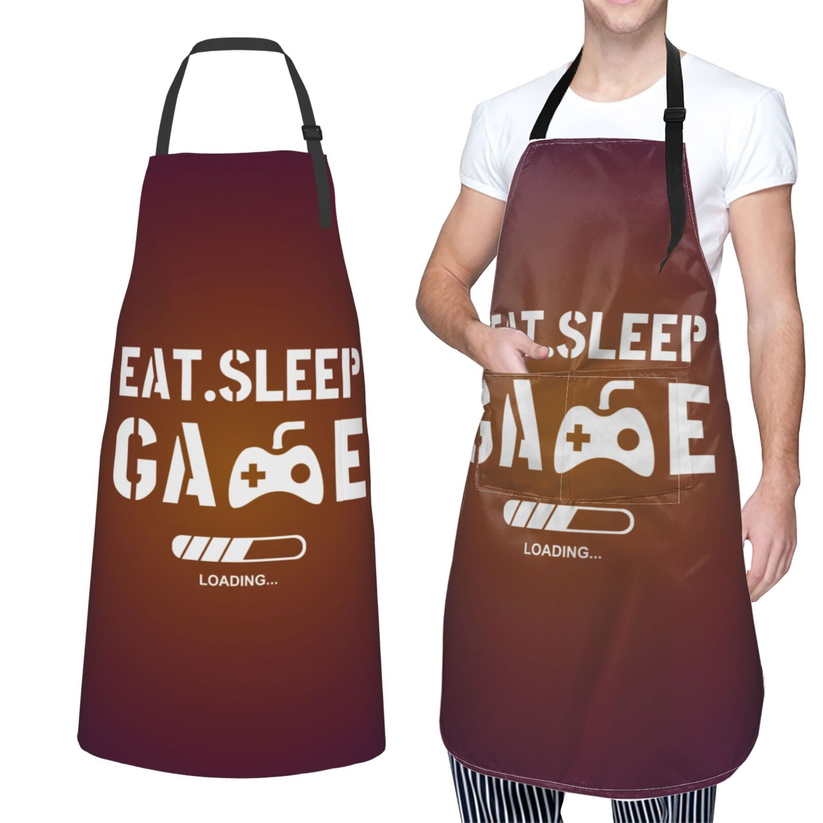 XMXT 1 Pcs Waterproof Kitchen Cooking Apron, Game Slogan Design Pattern ...