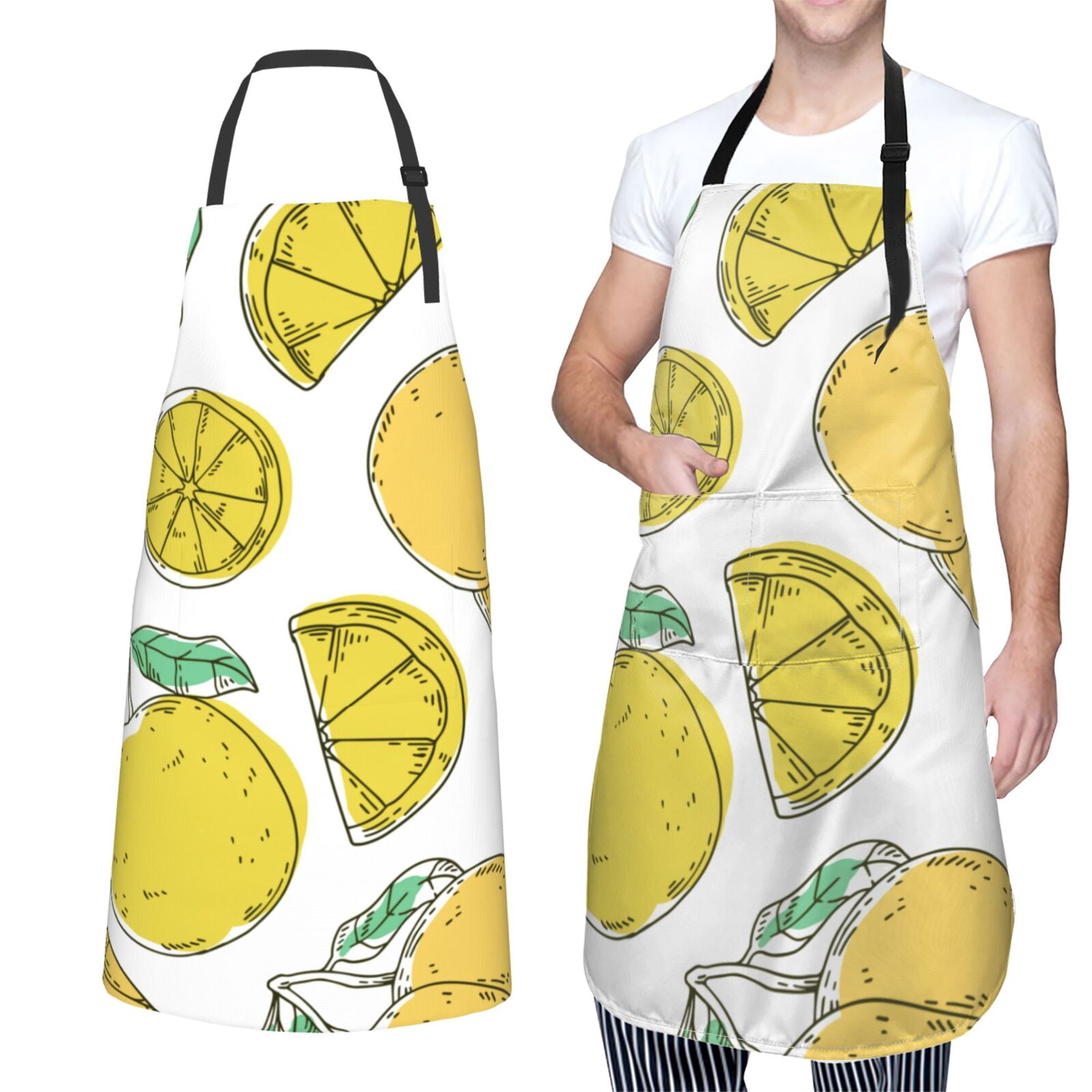 XMXT 1 Pcs Waterproof Kitchen Cooking Apron, Lemon Pear Doodle ...