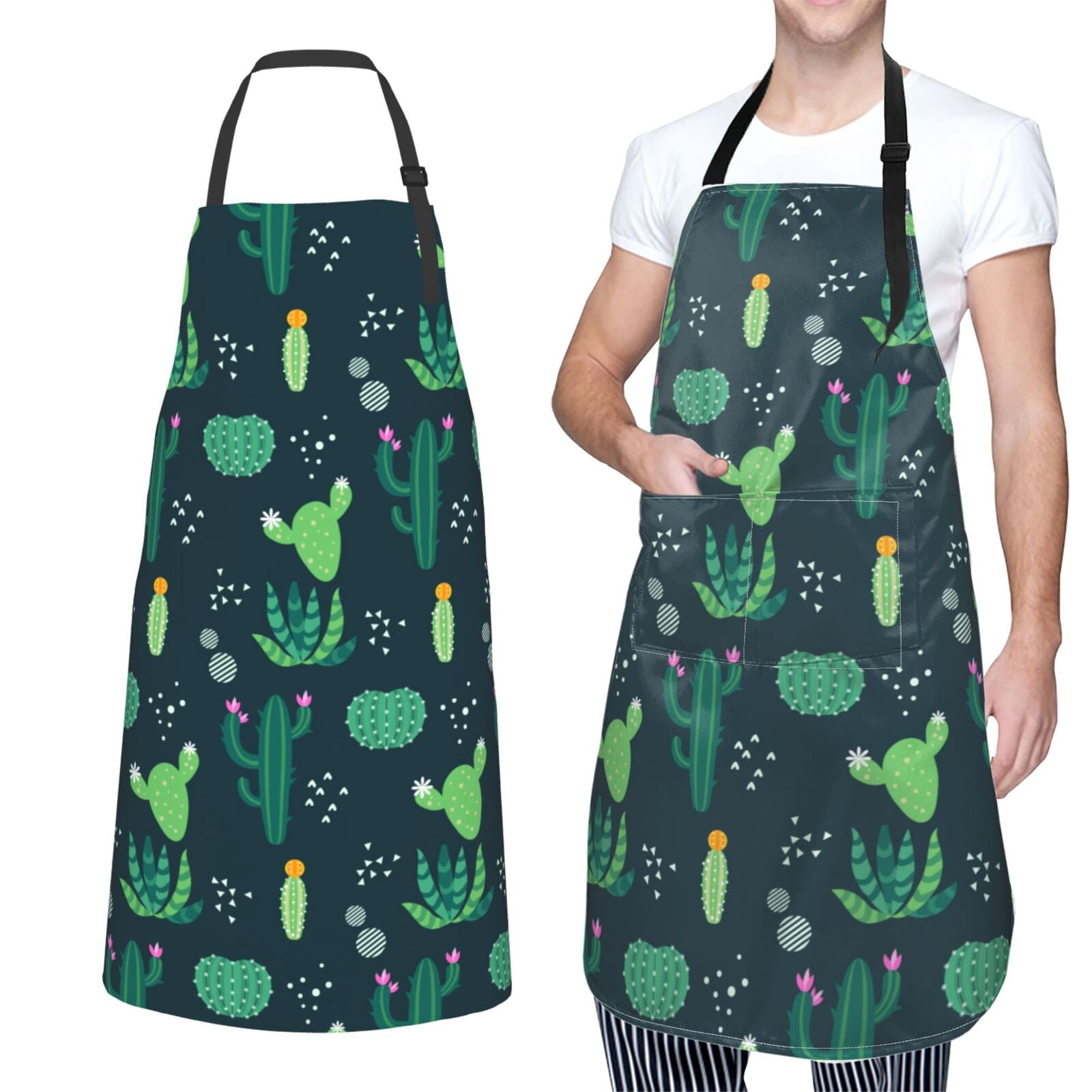 XMXT 1 Pcs Waterproof Kitchen Cooking Apron, Lovely Green Cactus ...