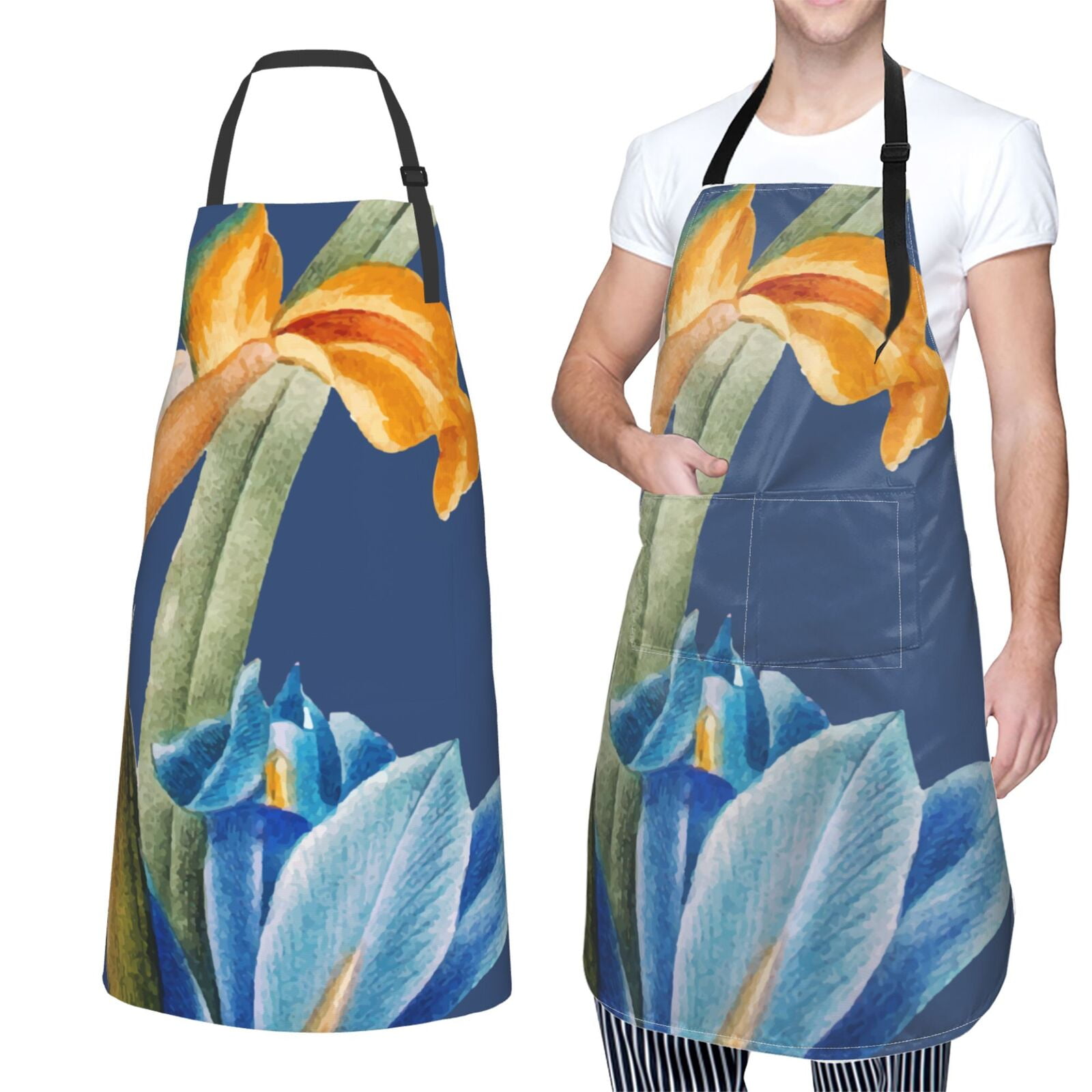 XMXT 1 Pcs Waterproof Kitchen Cooking Apron, Magnolia Watercolor ...