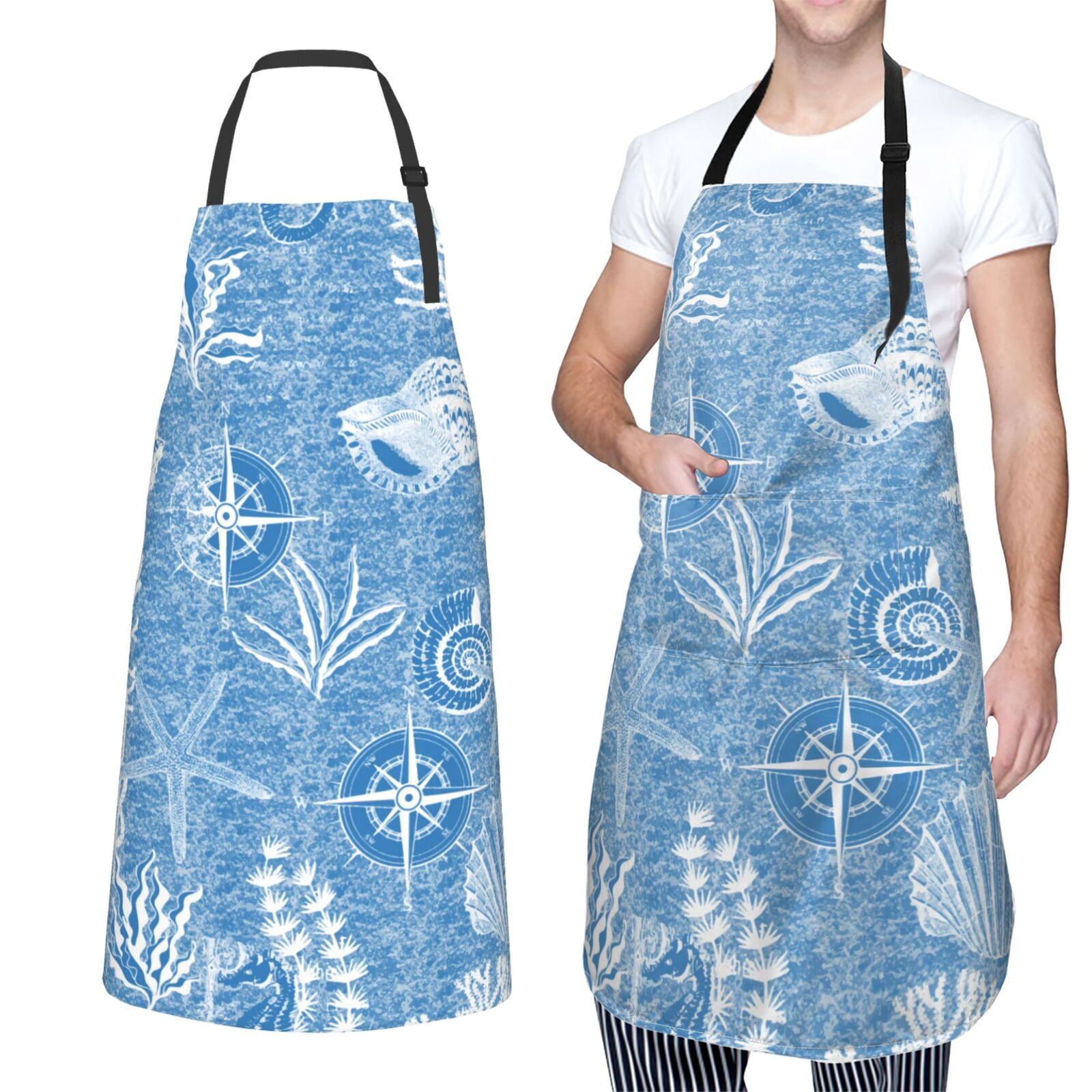 XMXT 1 Pcs Waterproof Kitchen Cooking Apron, Oceans and Seas Line ...