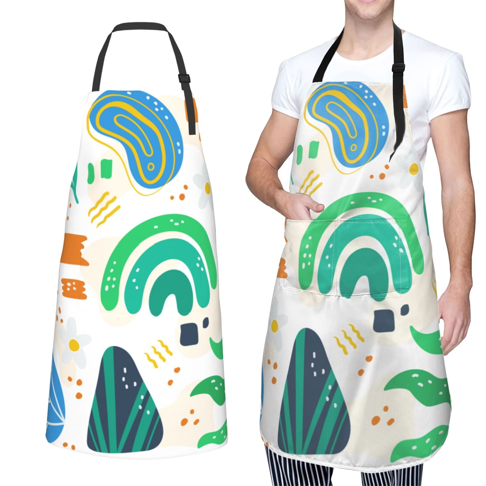 XMXT 1 Pcs Waterproof Kitchen Cooking Apron, Plant Graffiti Designs ...