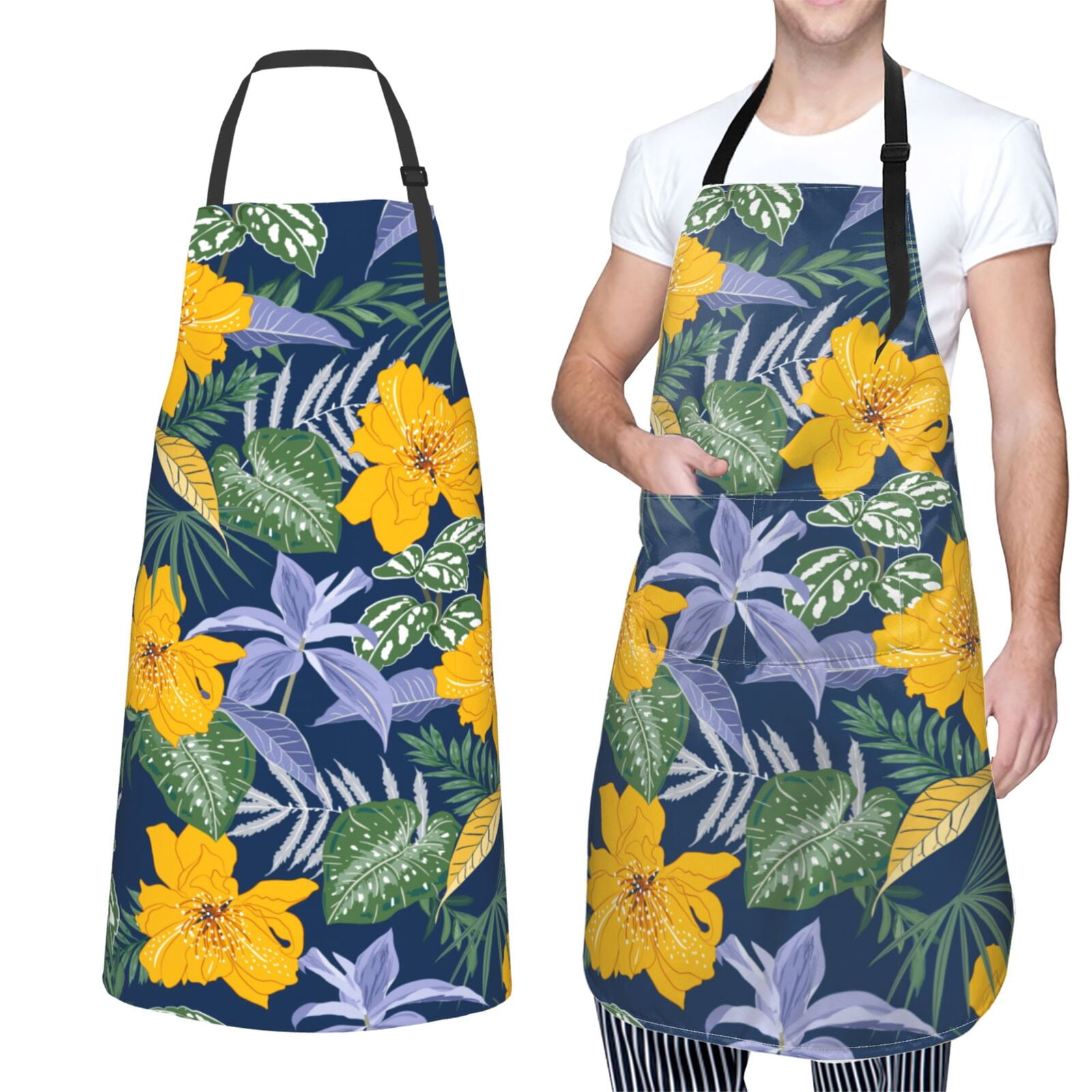 XMXT 1 Pcs Waterproof Kitchen Cooking Apron, Realistic Flower ...
