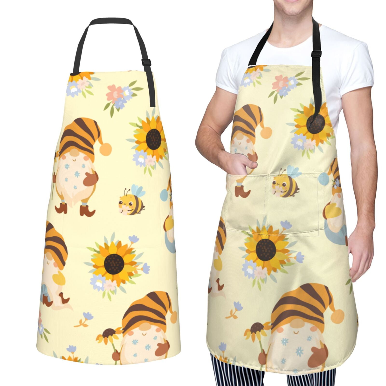 XMXT 1 Pcs Waterproof Kitchen Cooking Apron, Sunflower Bee Fairy Print ...