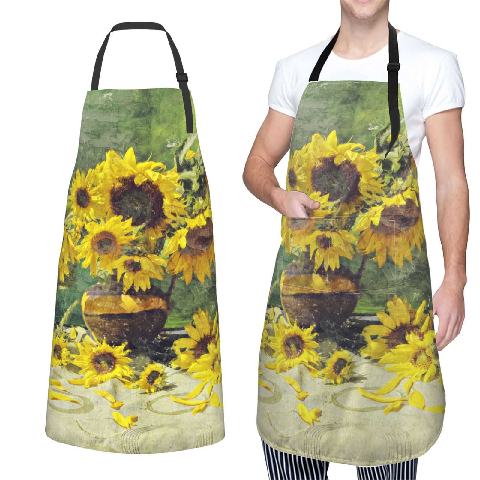 XMXT 1 Pcs Waterproof Kitchen Cooking Apron, Sunflower Bouquet Pattern ...