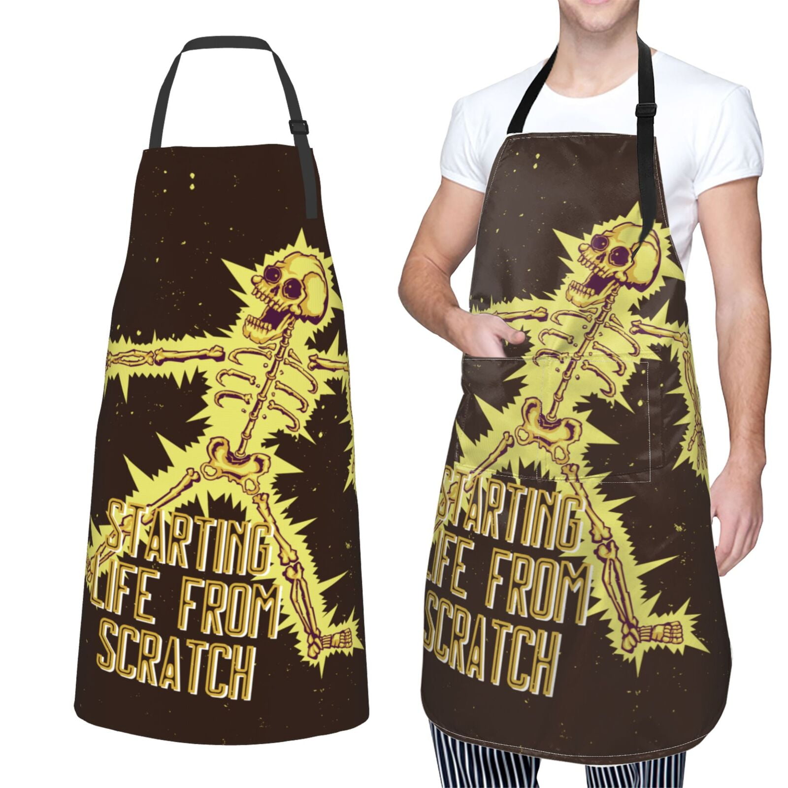 XMXT 1 Pcs Waterproof Kitchen Cooking Apron, Touch Skull Print ...