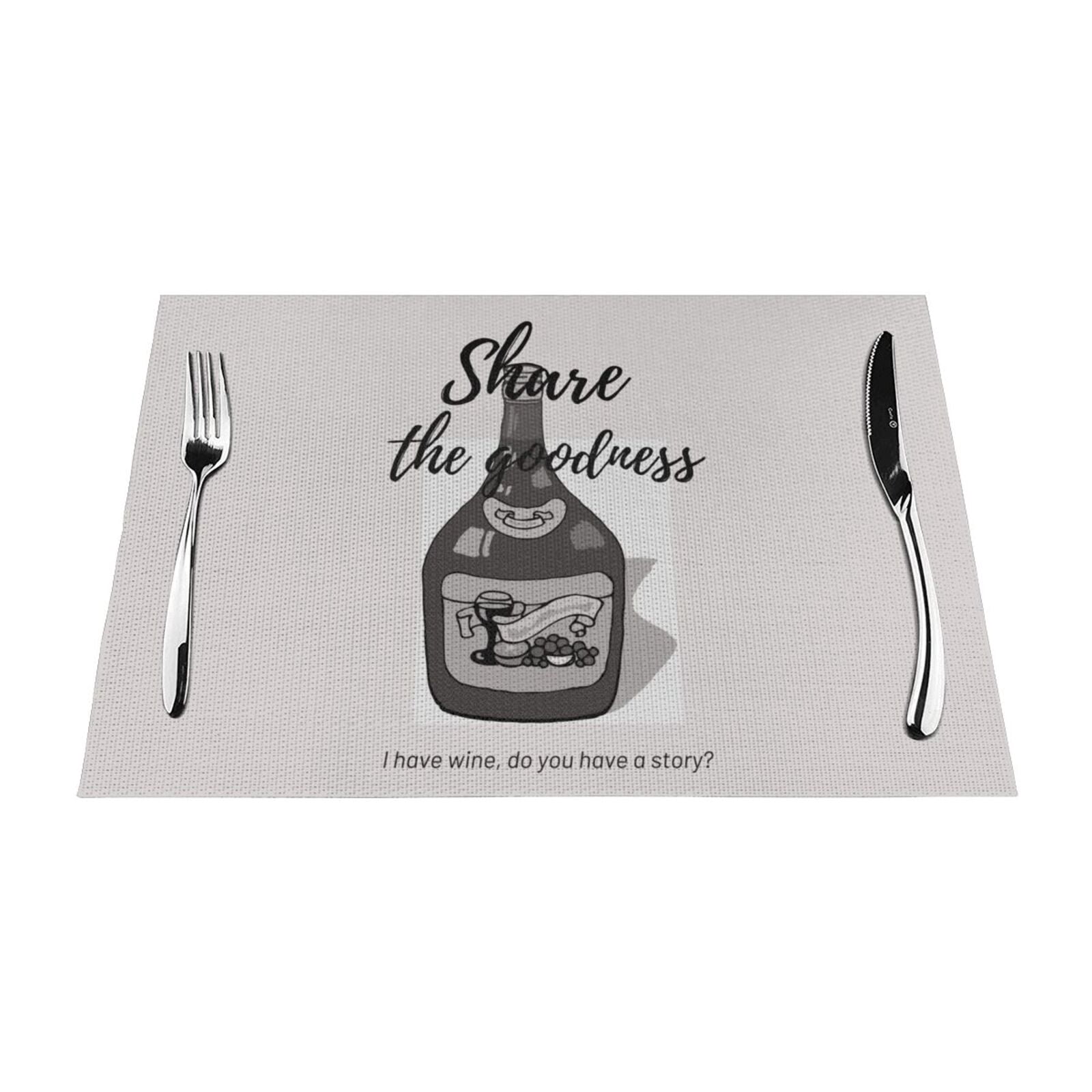 XMXT 1 Pcs Woven Placemats, Cartoon Wine Bottle Print Stain Resistant ...