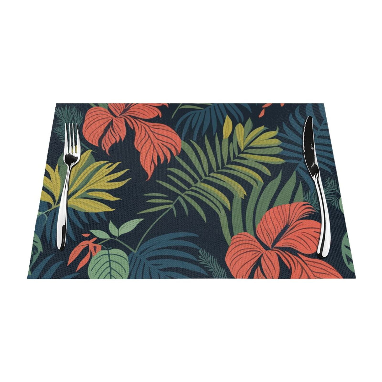 XMXT 1 Pcs Woven Placemats, Jungle Tropical Floral Print Stain ...