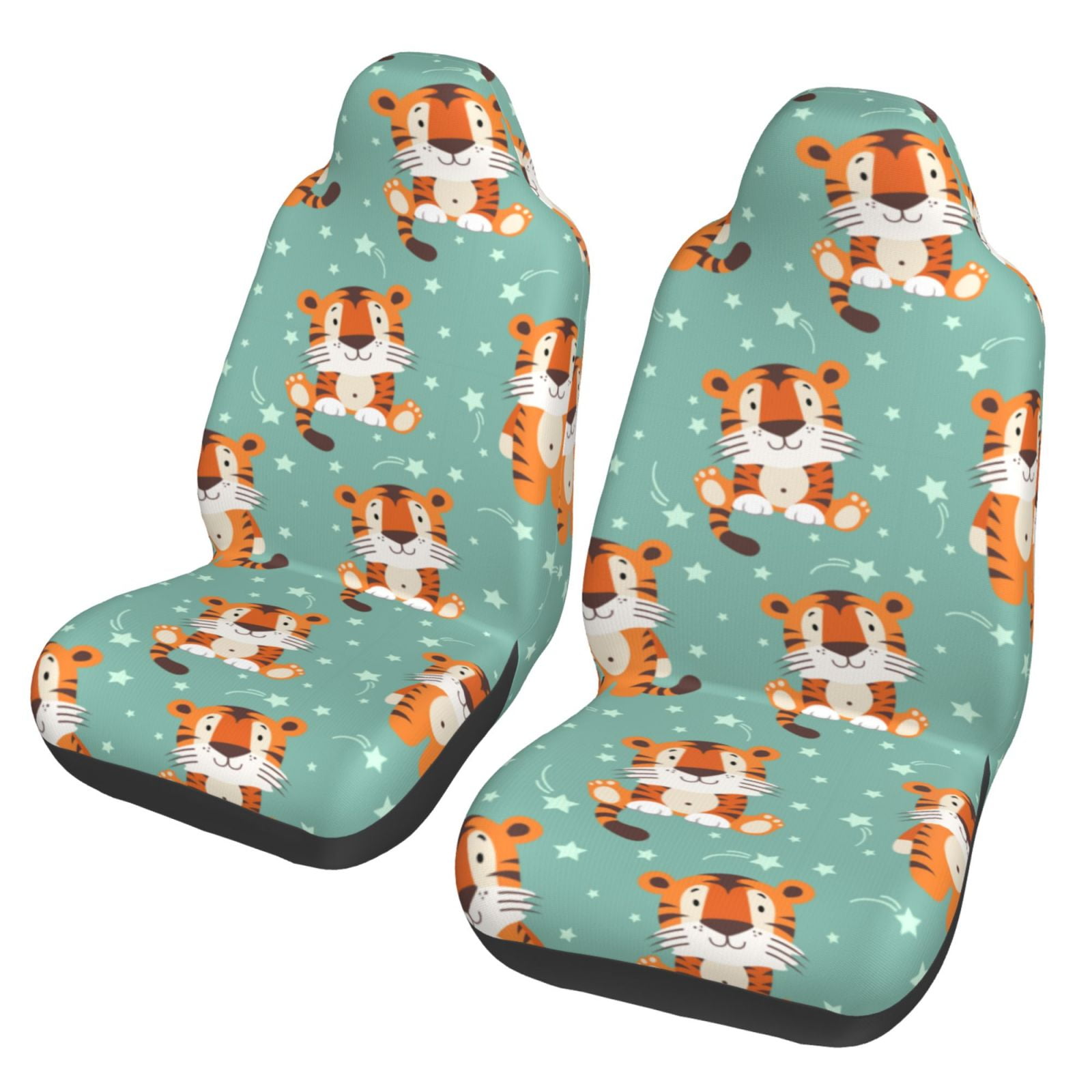 XMXT 2Pcs Car Seat Cover Decor Protector, Cute Cartoon Tiger Front Seat ...