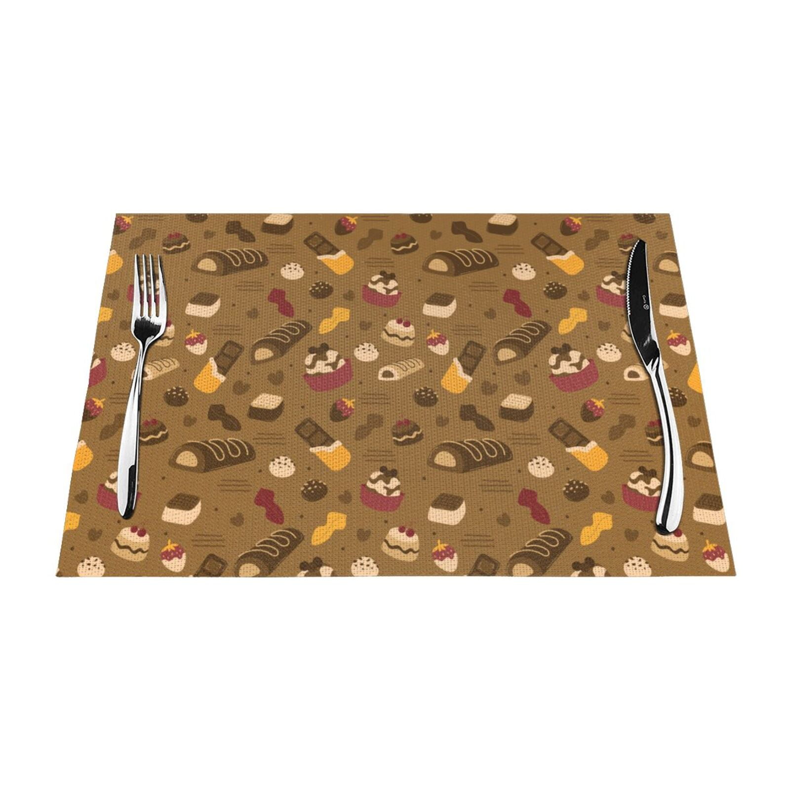 XMXT 4 Pcs PVC Woven Placemats, Funny Chocolate Illustration Stain ...