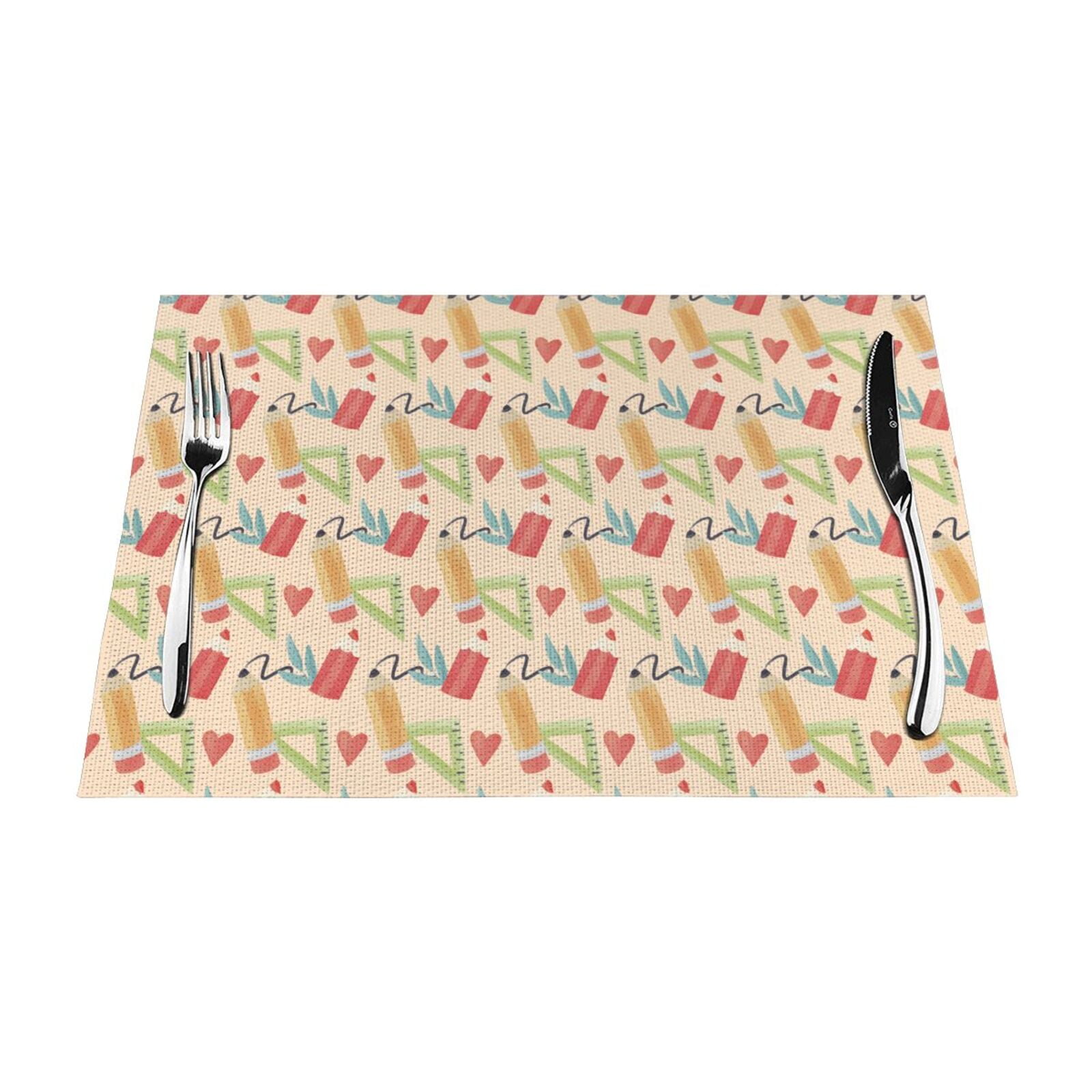 XMXT 6 Pcs PVC Woven Placemats, Cartoon Stationery Print Stain ...