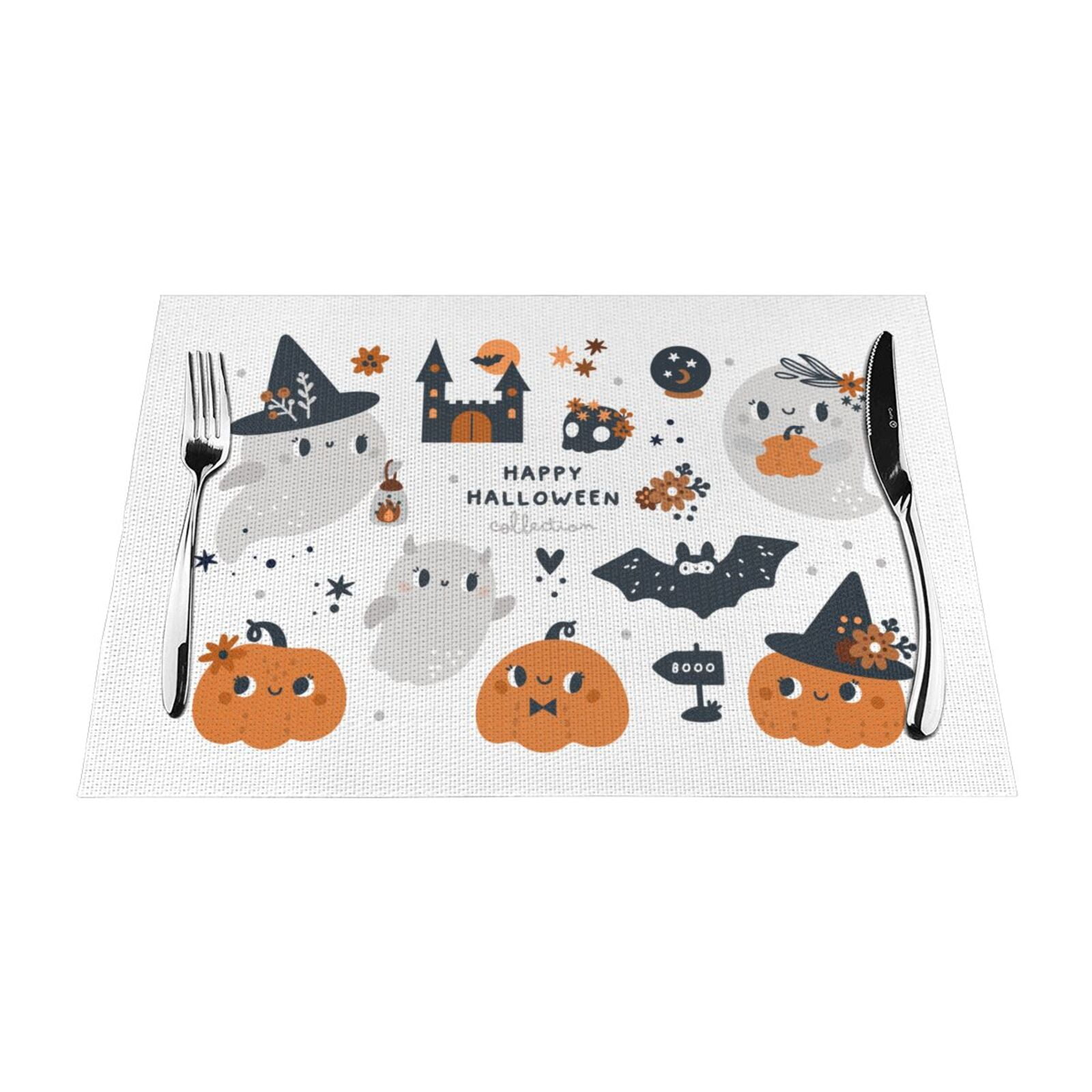XMXT 6 Pcs PVC Woven Placemats, Fun Halloween Decorations Stain ...