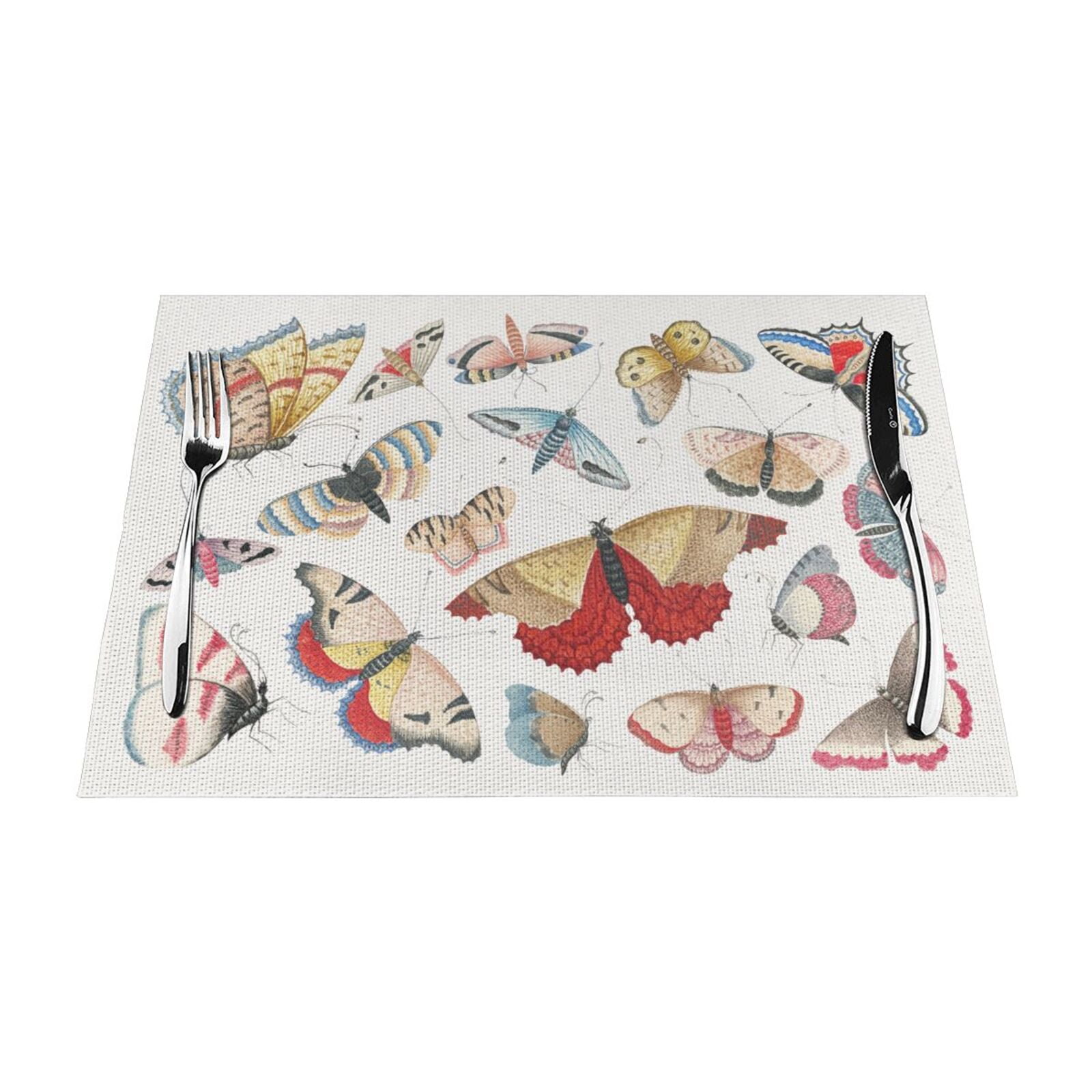 XMXT 6 Pcs PVC Woven Placemats, Multicolored Butterfly Hand Painted ...