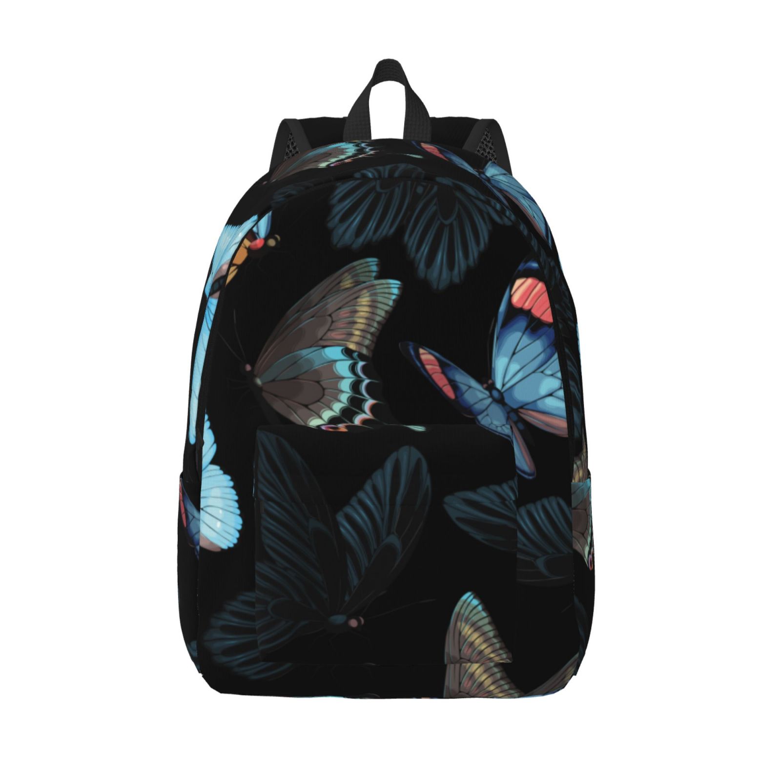 XMXT Backpack for School Work, Black Background Colorful Butterflies ...