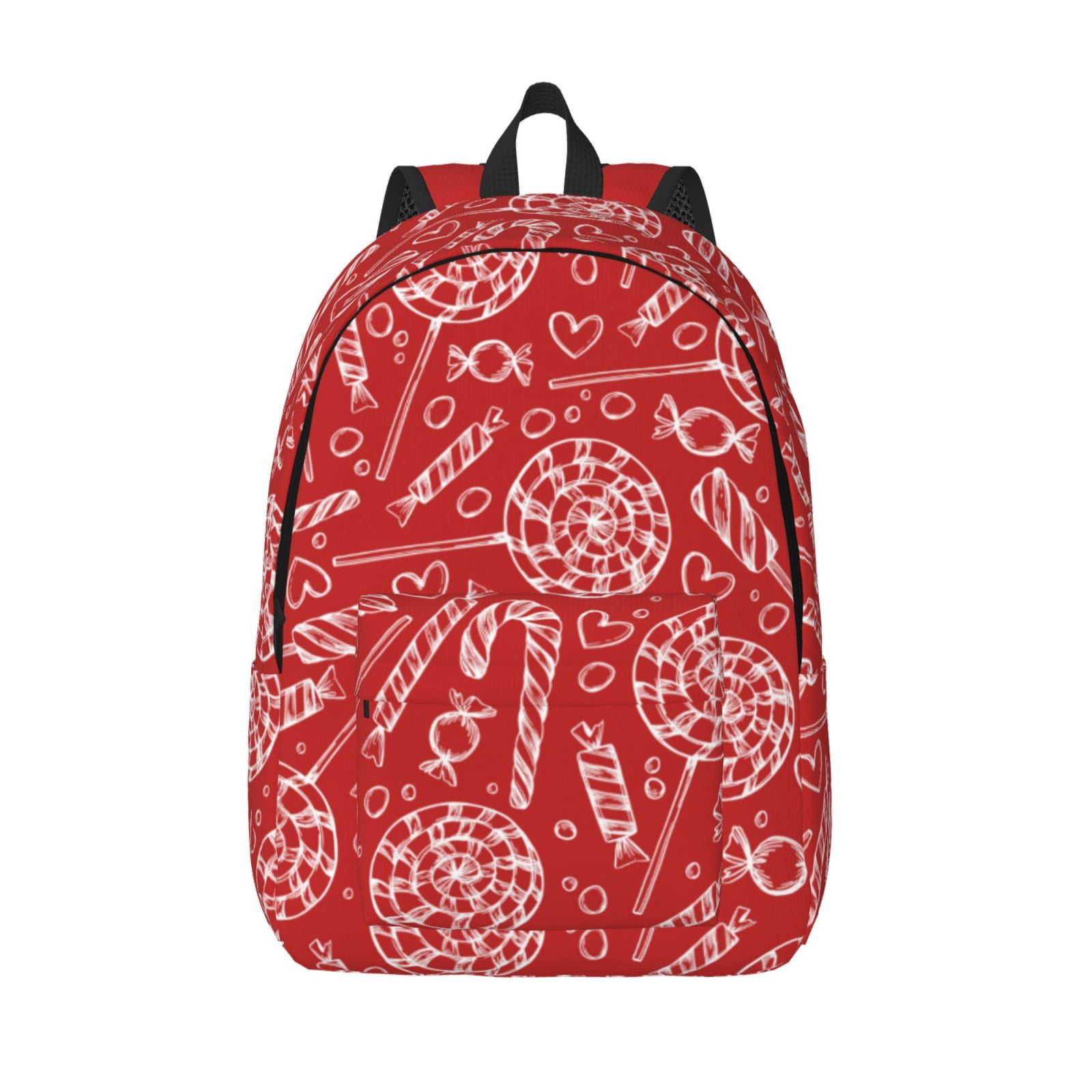 XMXT Backpack for School Work, Red Lollipop Candy Hand Drawn Canvas ...