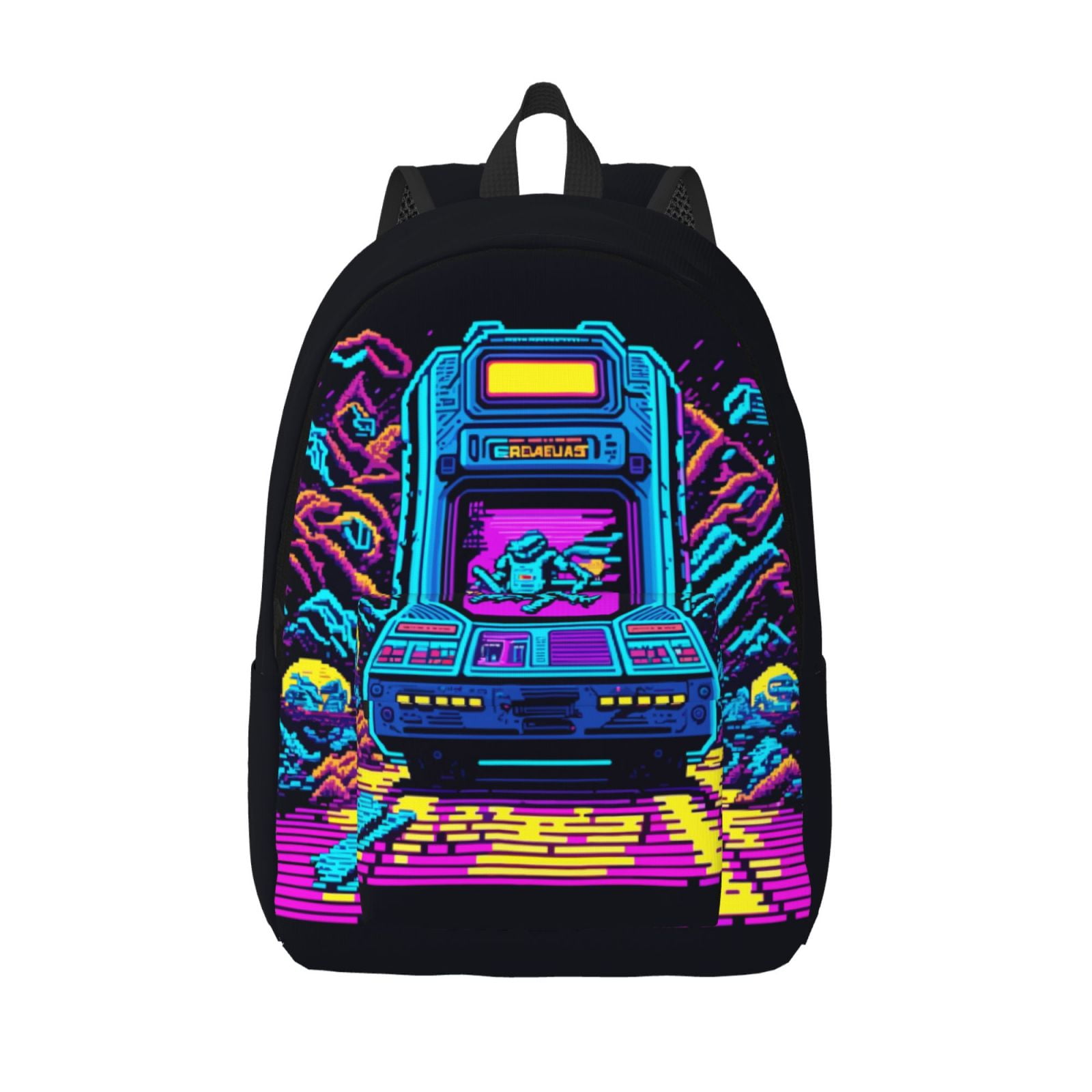 XMXT Backpack for School Work, Retro Colorful Pixel Gamer Canvas ...