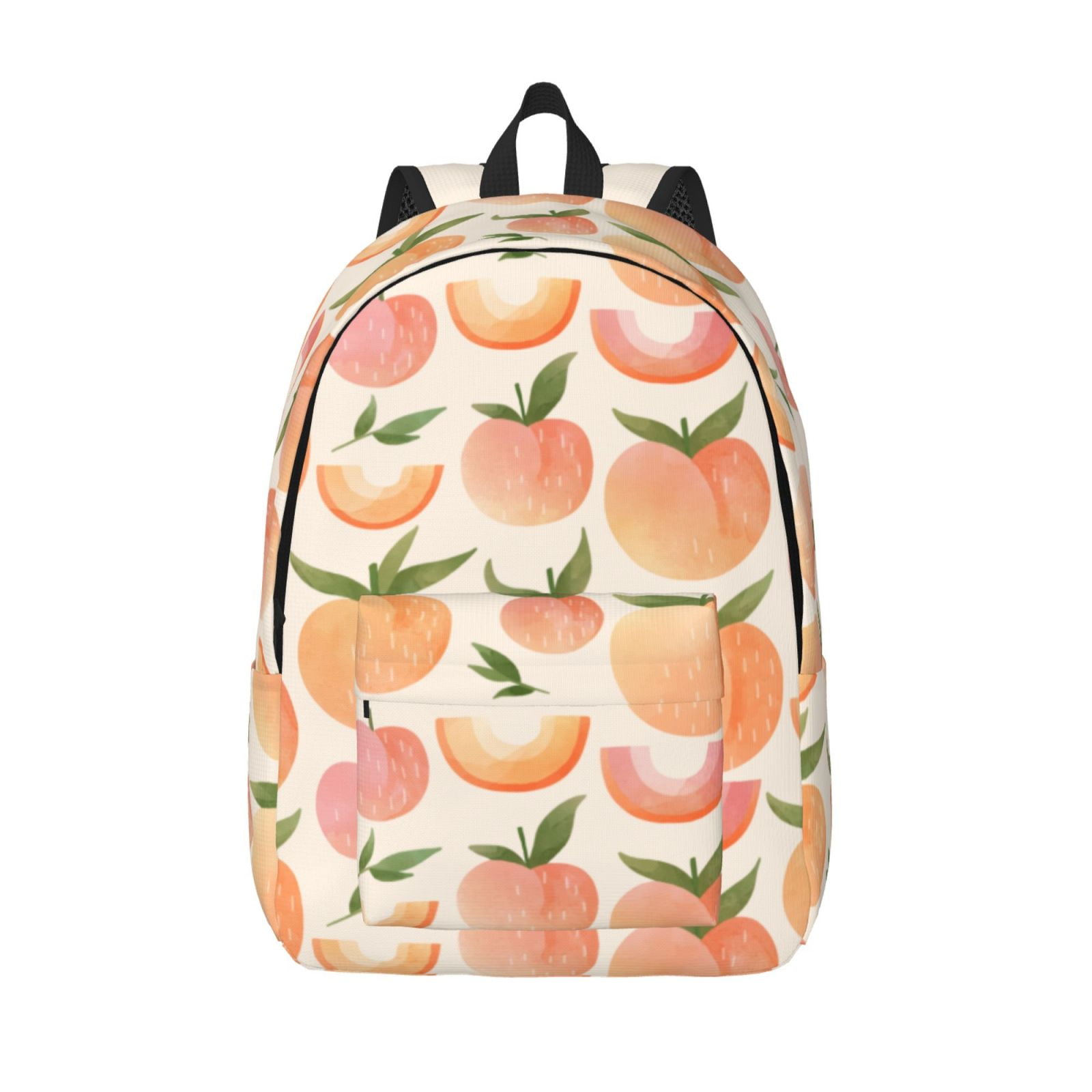 XMXT Backpack for School Work, Seamless Pink Peaches Pattern Canvas ...