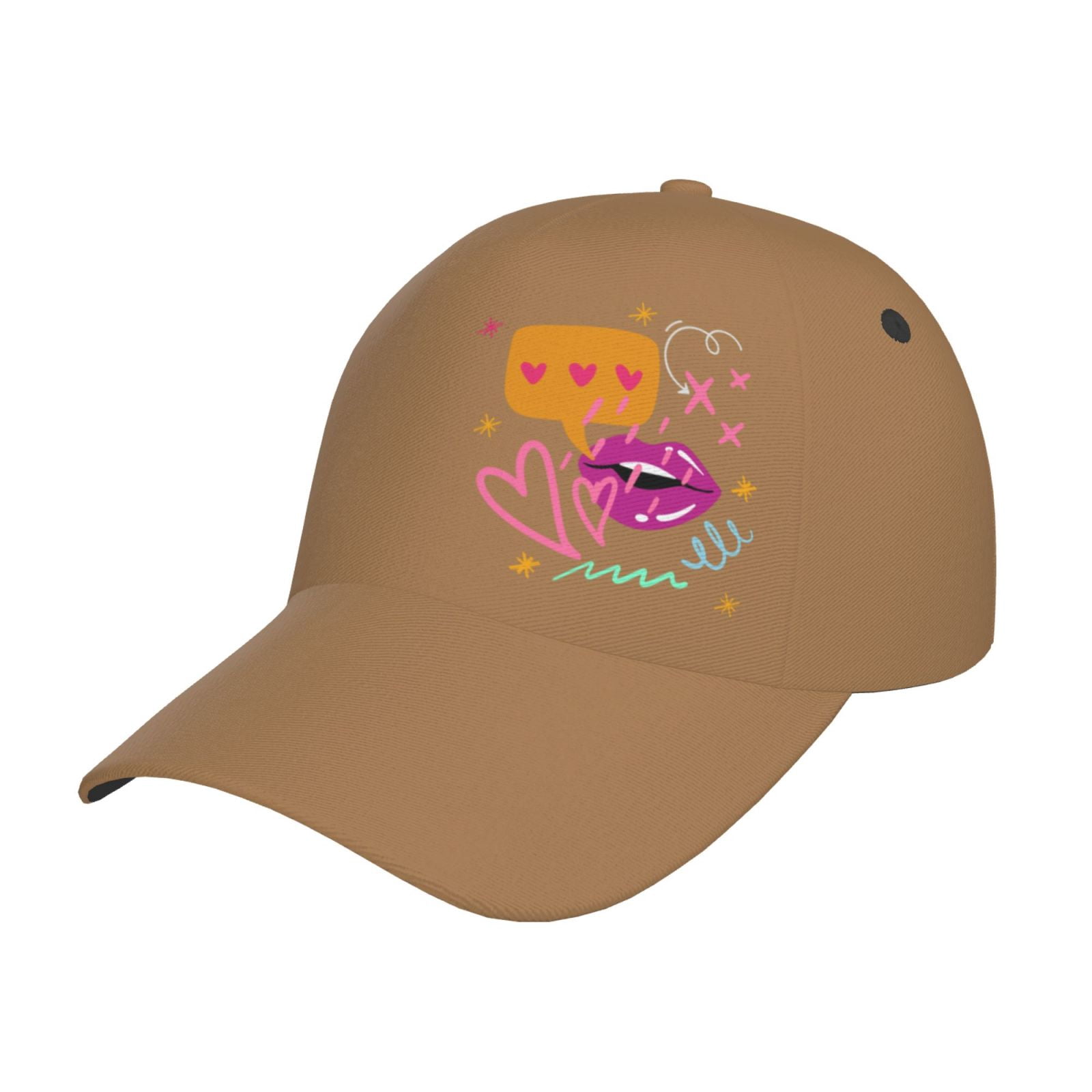 XMXT Baseball Cap, Heart Lips Love Symbol Brown Sun Hats for Men, One ...