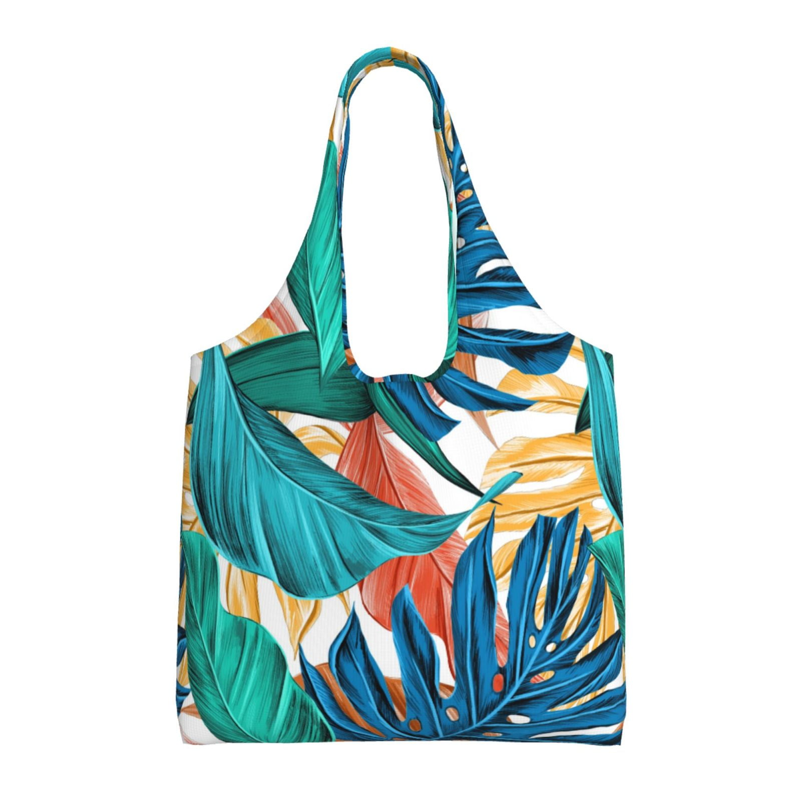 XMXT Canvas Tote Bag, Colorful Banana Leaf Print Large Handbag for ...