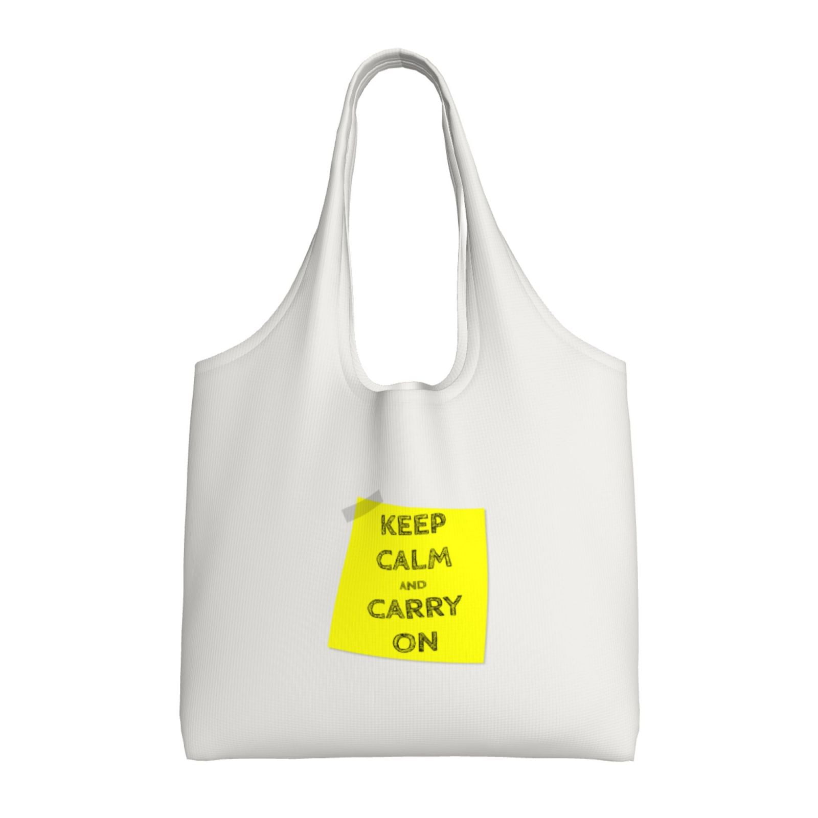 XMXT Canvas Tote Bag, Keep Calm Slogan Labels Beige Large Handbag for ...