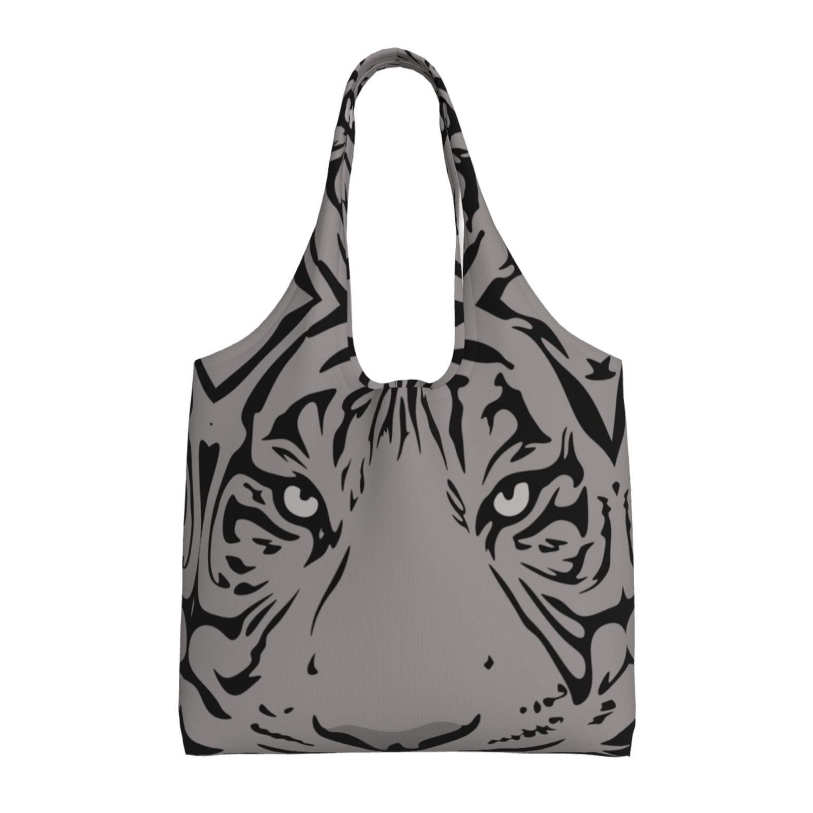 XMXT Canvas Tote Bag, Tiger Art Pattern Grey Large Handbag for Women ...