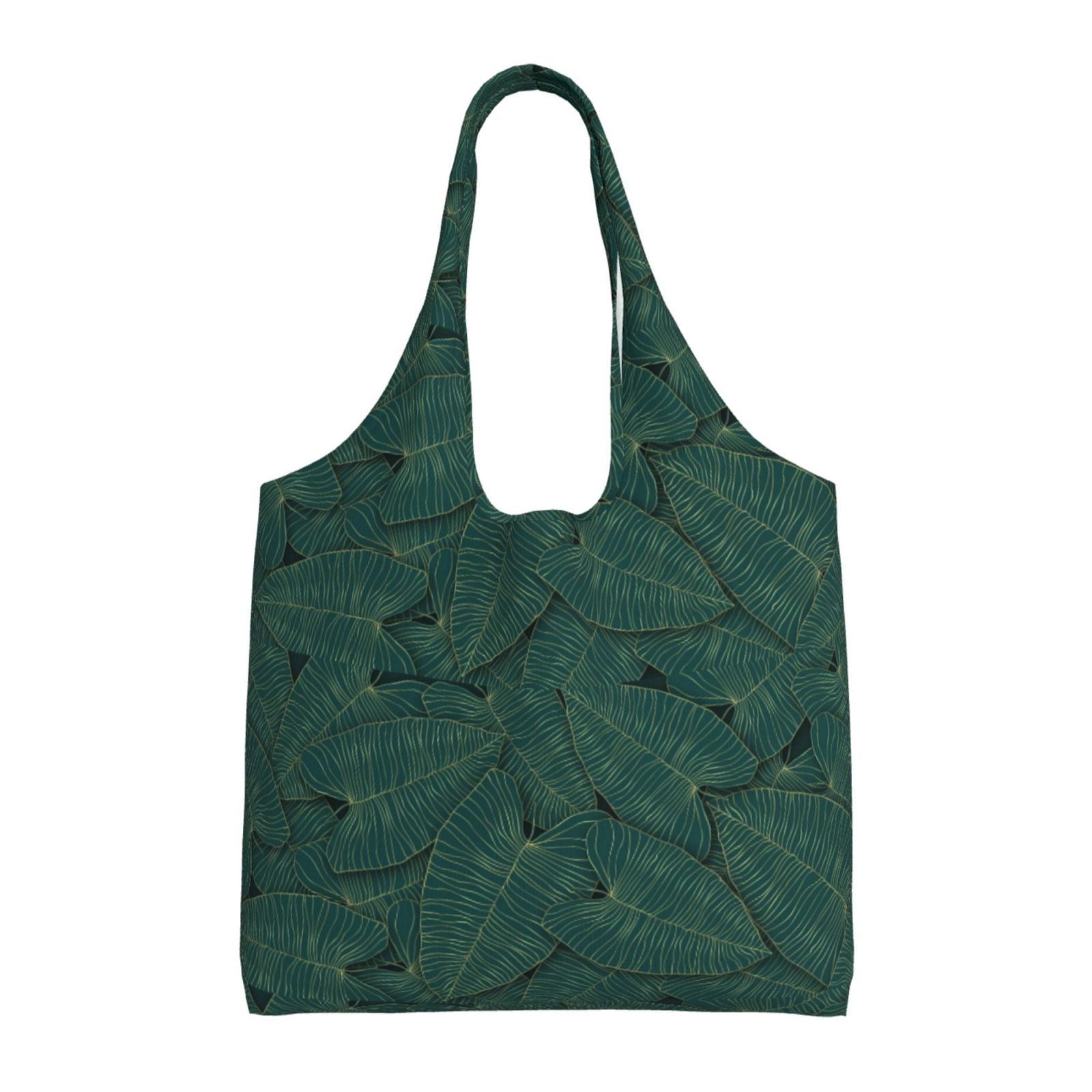 XMXT Canvas Tote Bag, Vintage Green Leaf Pattern Large Handbag for ...