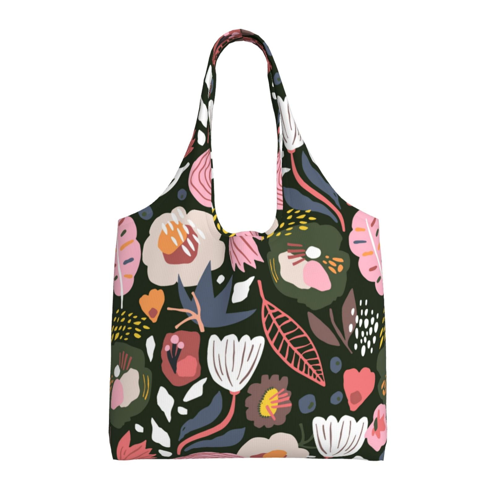XMXT Canvas Tote Bag, Watercolor Floral Doodle Print Large Handbag for ...
