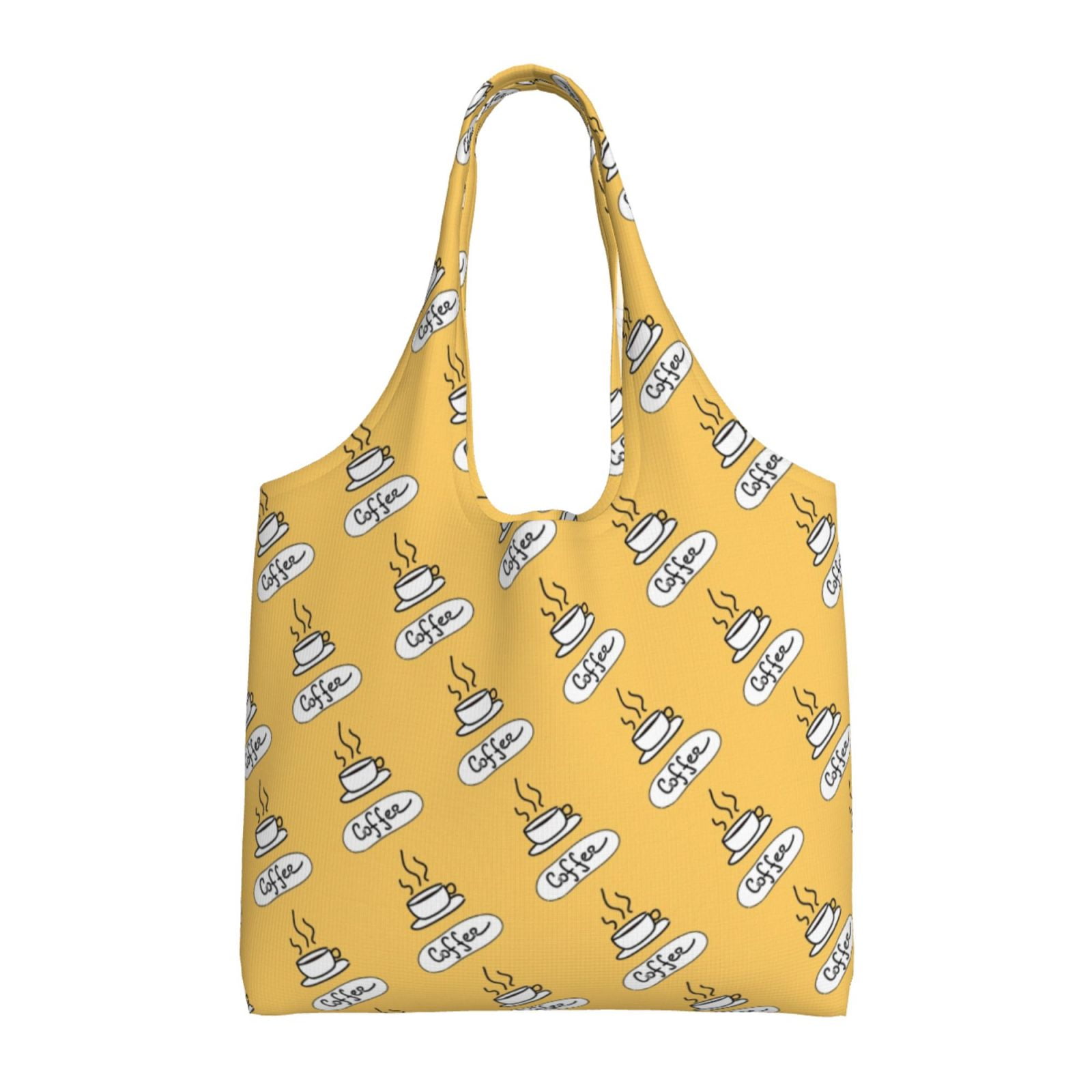 XMXT Canvas Tote Bag for Women, Cartoon Coffee Yellow Graffiti Large ...
