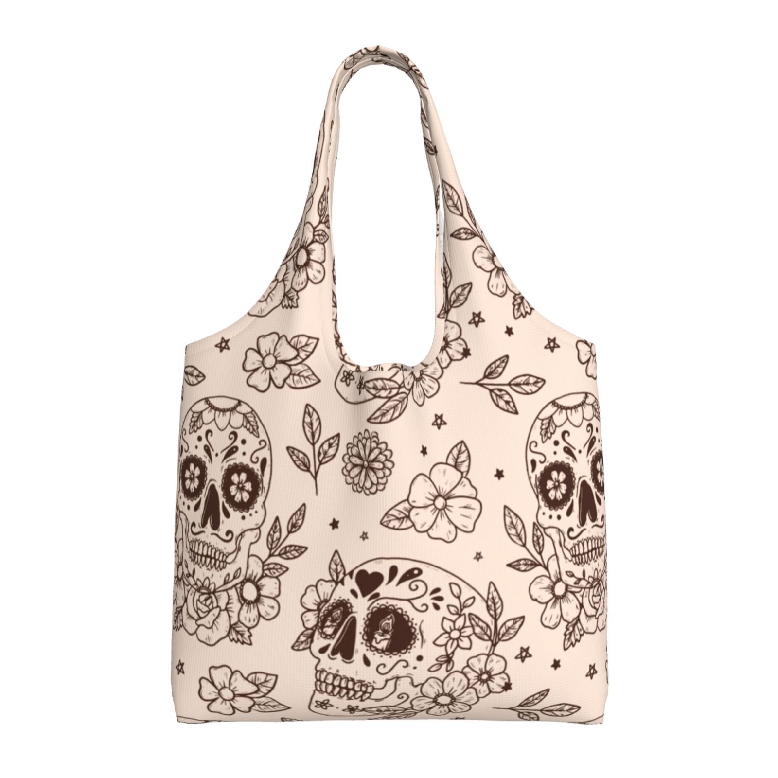 XMXT Canvas Tote Bag for Women, Ethnic Style Line Skull Large Reusable ...