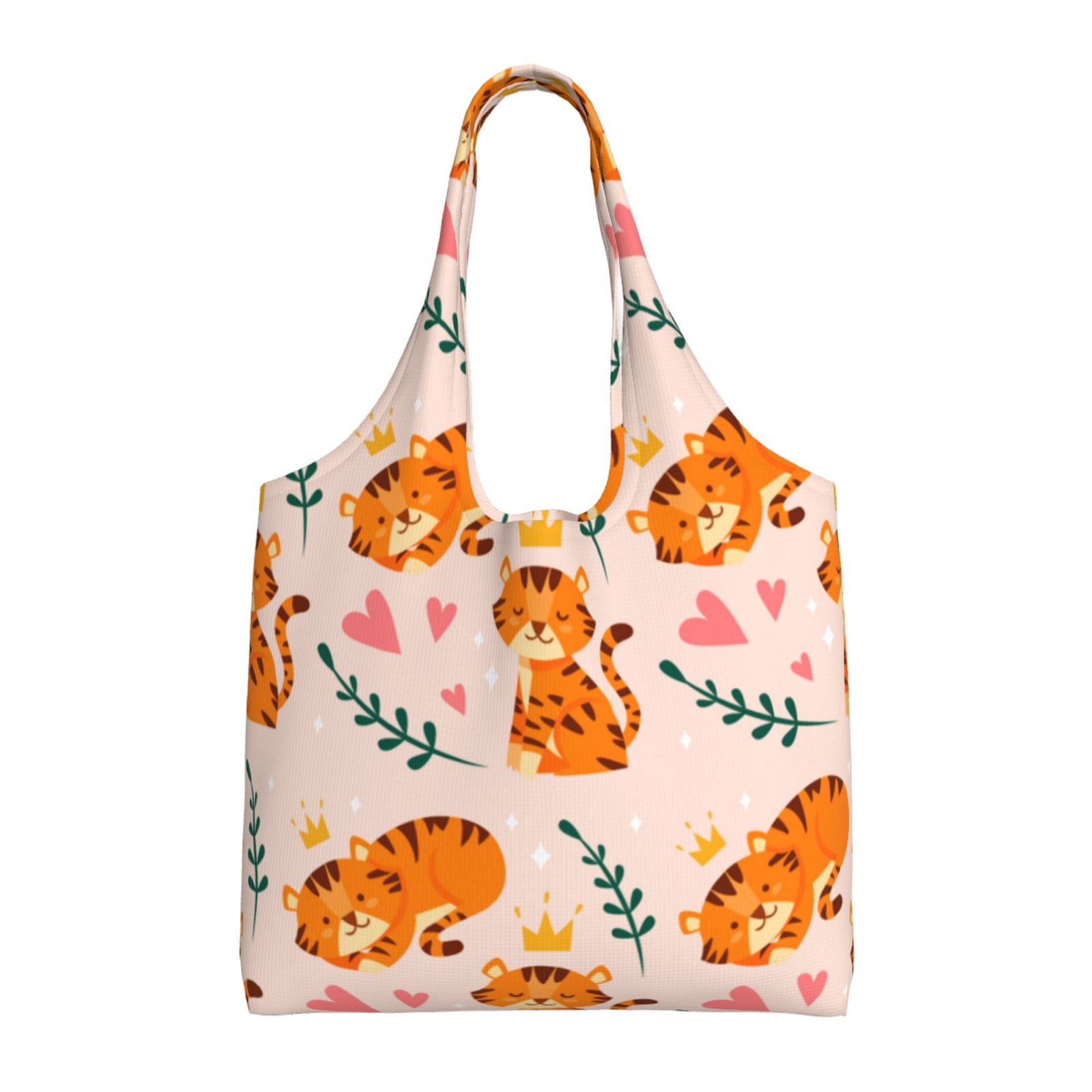 XMXT Canvas Tote Bag for Women, Pink Cartoon Tiger Large Reusable ...