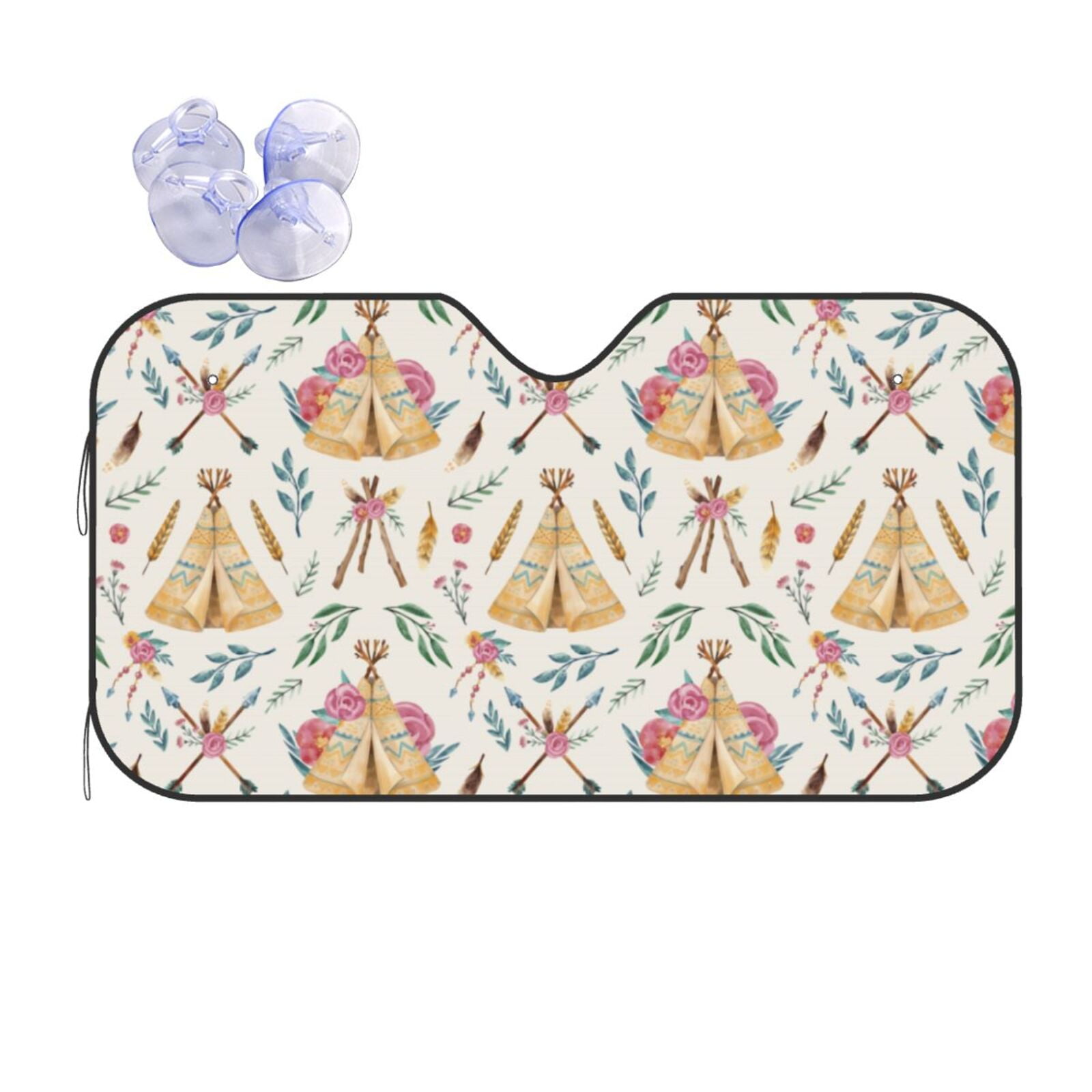 XMXT Car Sun Shade Windshield, Boho Deco Tent Watercolor Sunshade for ...