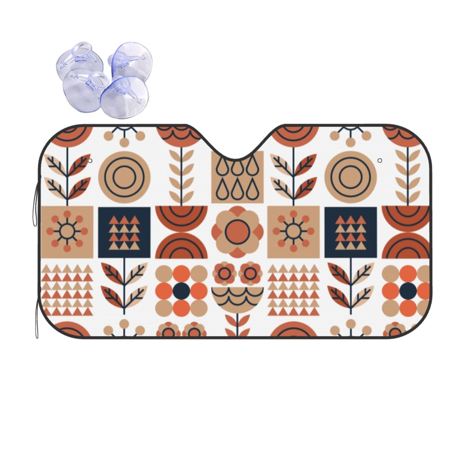 XMXT Car Sun Shade Windshield, Boho Decor Geometric Patterns Sunshade ...
