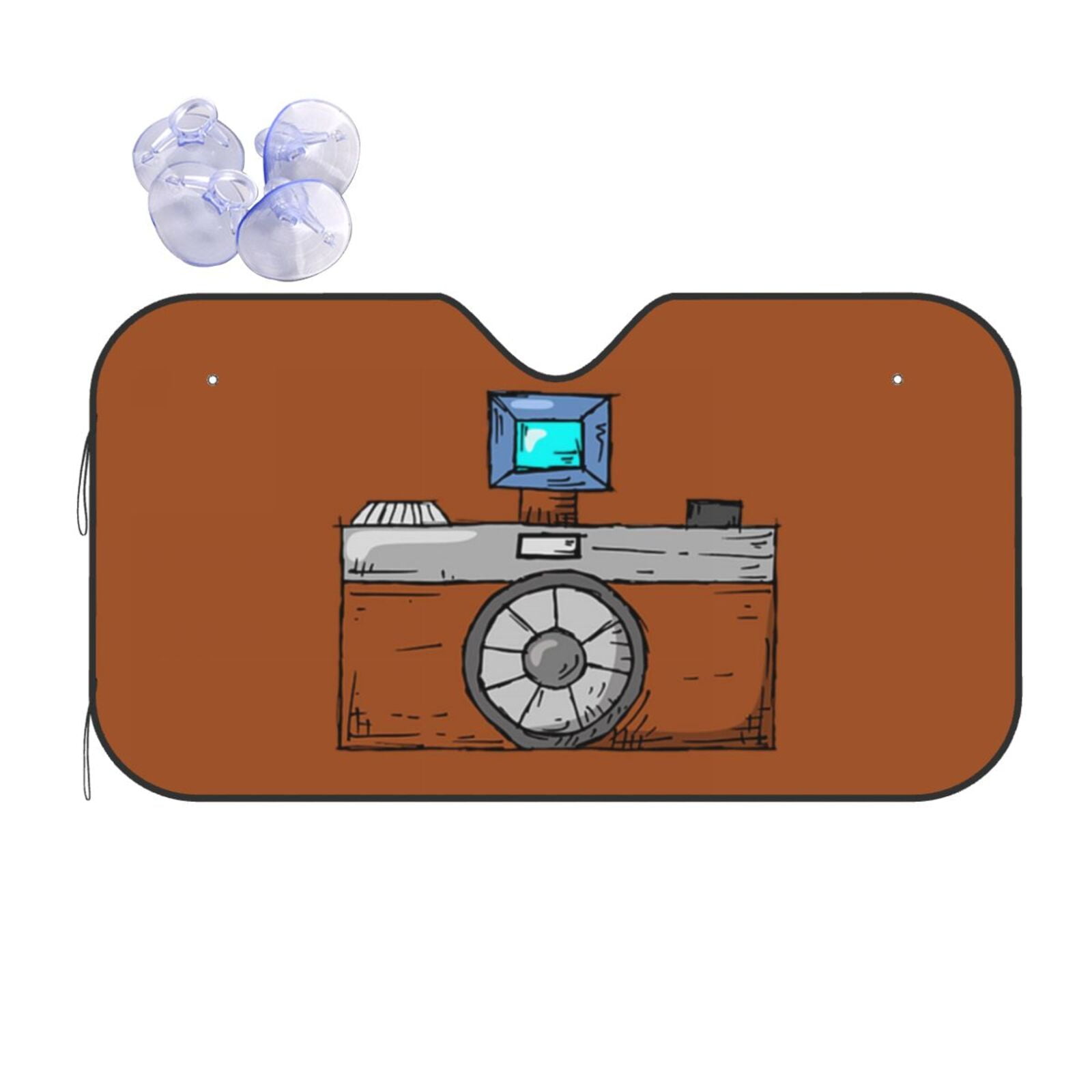 XMXT Car Sun Shade Windshield, Camera Illustration Print Sunshade for ...
