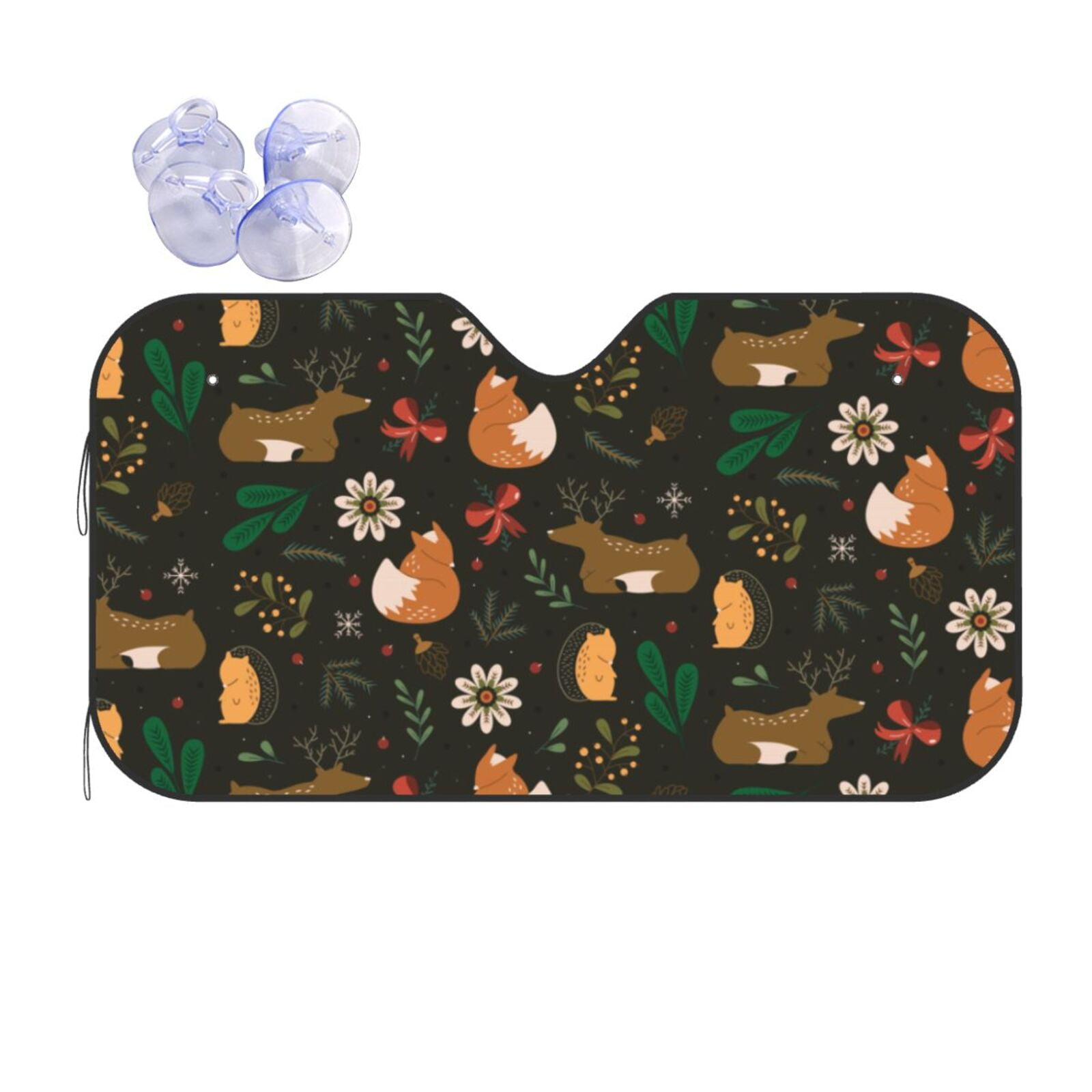 XMXT Car Sun Shade Windshield, Cartoon Animals Elk Fox Sunshade for Car ...