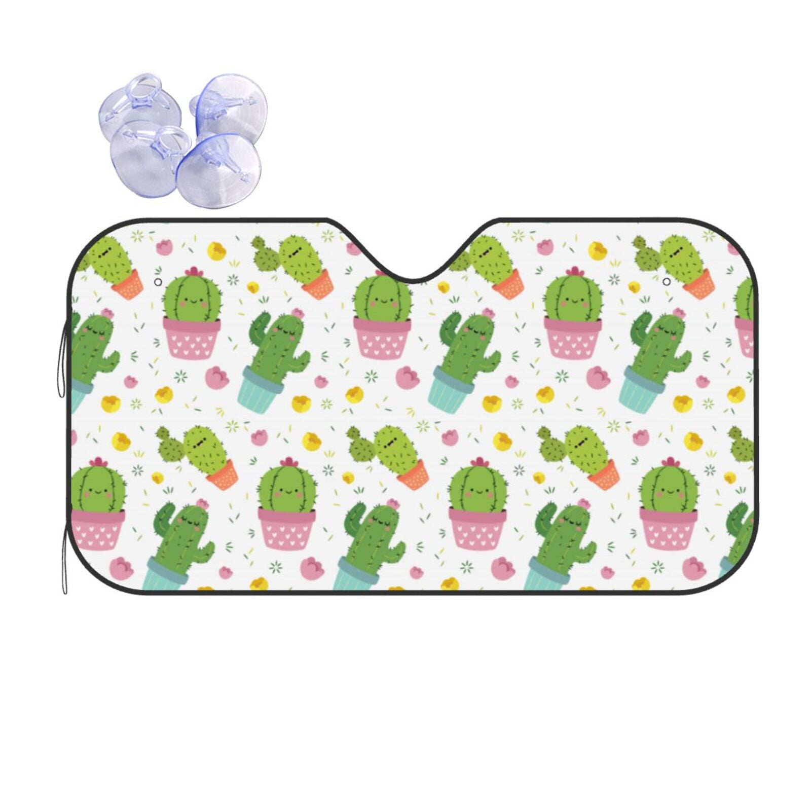 XMXT Car Sun Shade Windshield, Cartoon Cactus Print Sunshade for Car ...