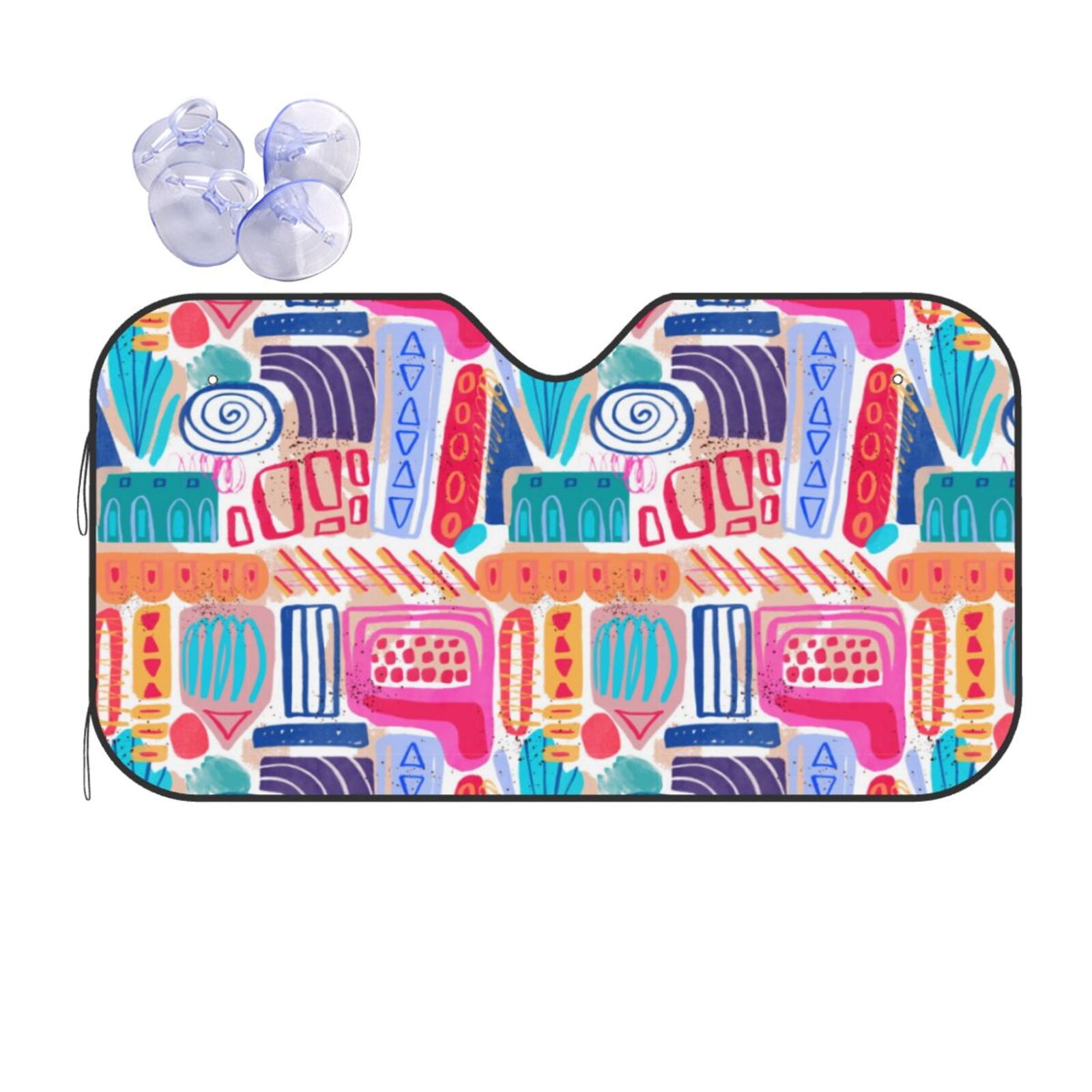 XMXT Car Sun Shade Windshield, Cartoon Colorful Graffiti Sunshade for ...